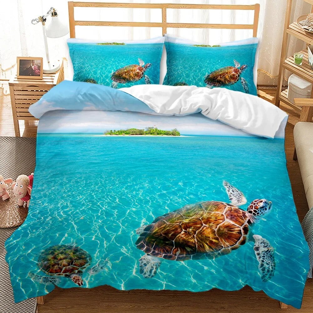 Marine Life Duvet Cover Set Glowing JellyTwin Qulit Cover Tropical ...