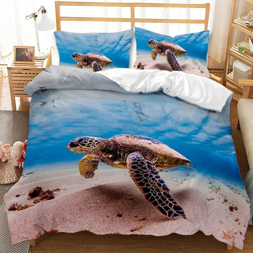 Marine Life Duvet Cover Set Glowing JellyTwin Qulit Cover Tropical ...