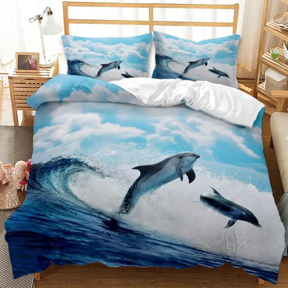 Marine Life Duvet Cover Set Glowing JellyTwin Qulit Cover Tropical ...