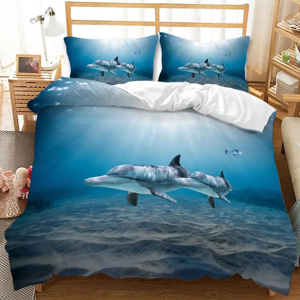 Marine Life Duvet Cover Set Glowing JellyTwin Qulit Cover Tropical ...