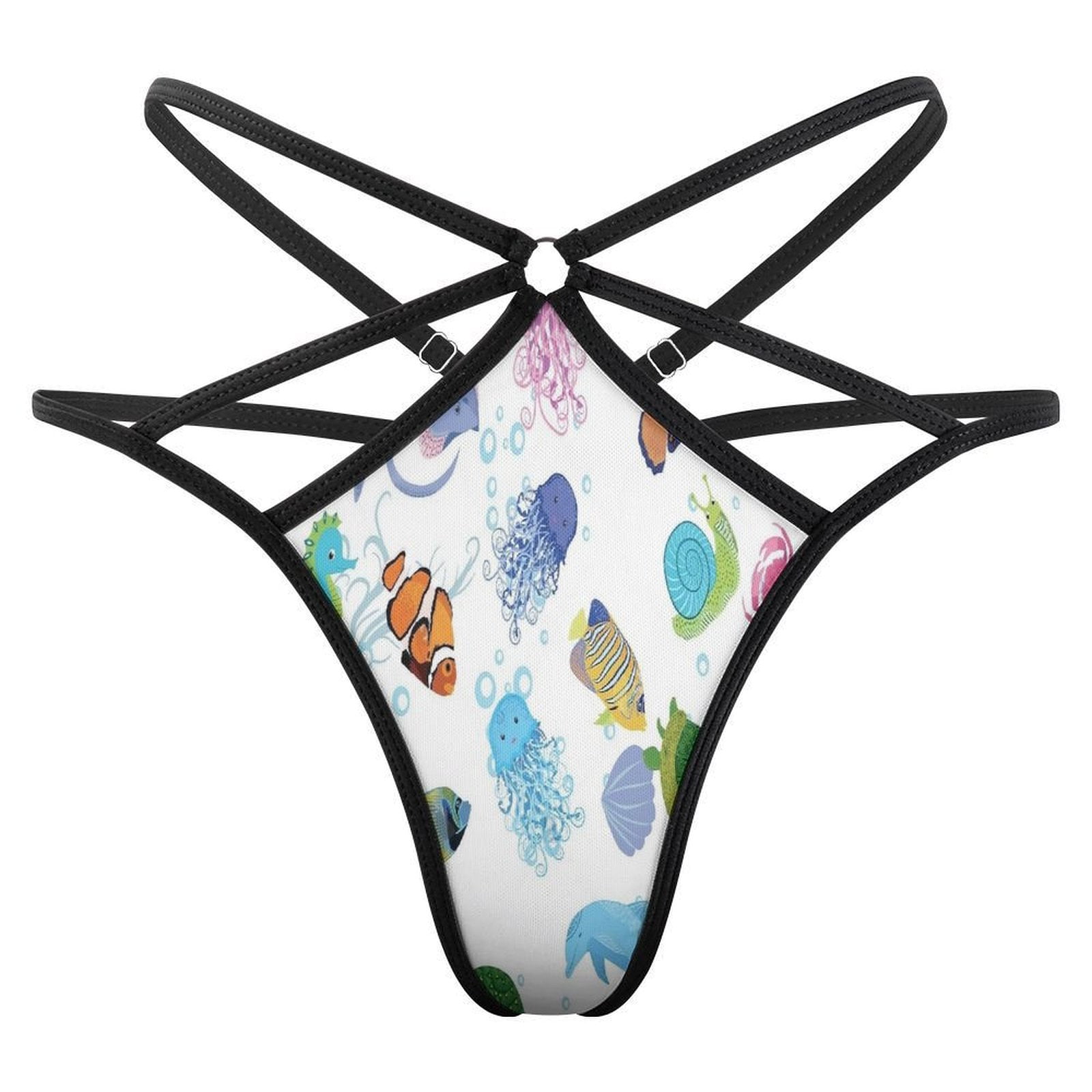 Marine Life, Fish, Animals Bright Open Type Women's Panties Crotch ...