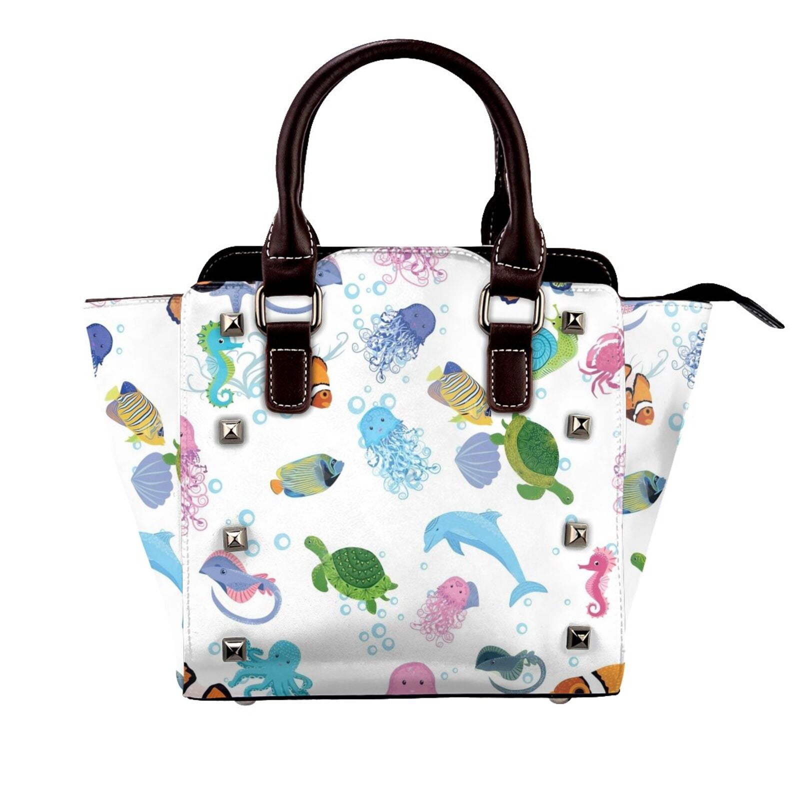 Marine Life, Fish, Animals Bright Rivet Fashion One-Shoulder Women's ...