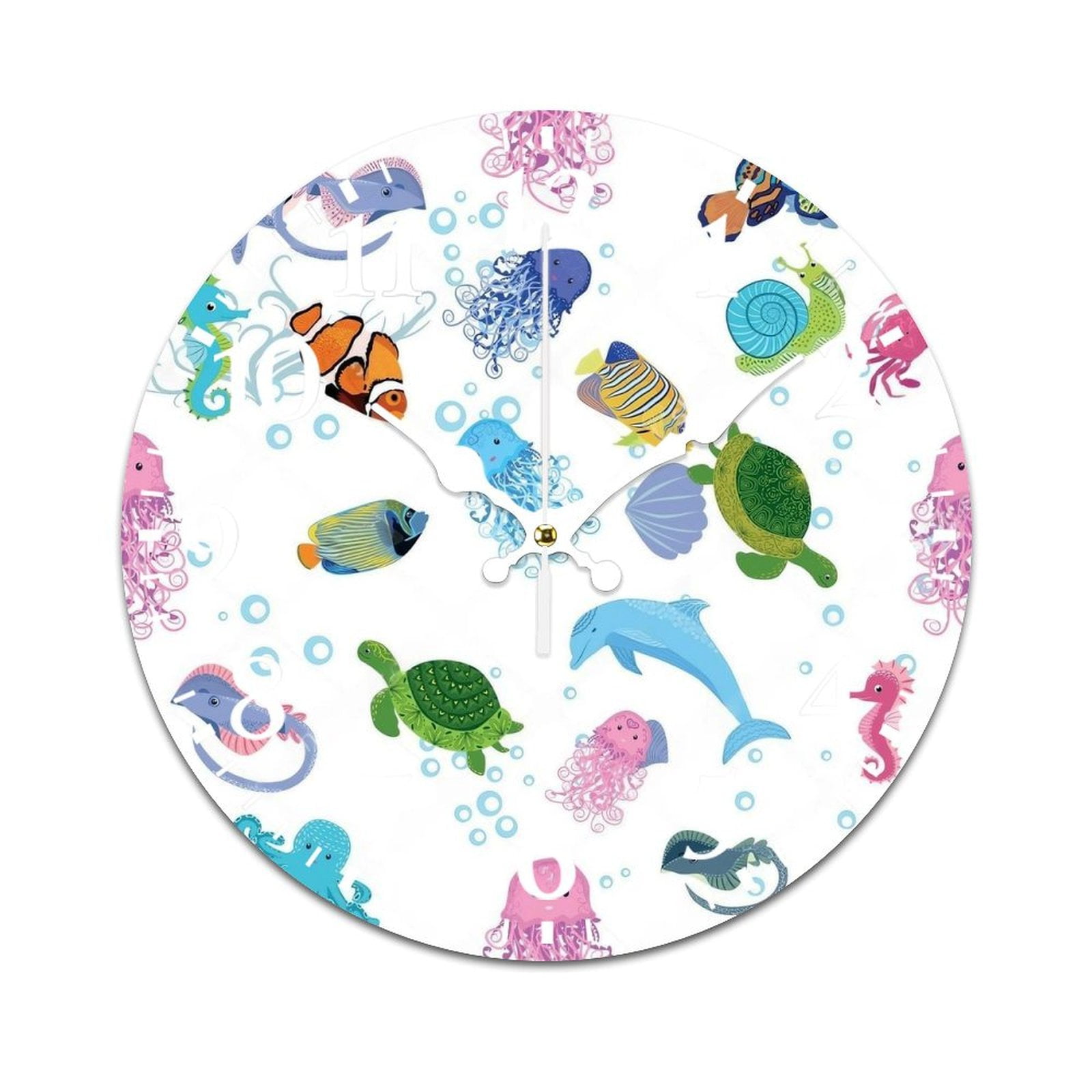 Marine Life, Fish, Animals Bright Wall Clock Modern Design Clocks Wall ...