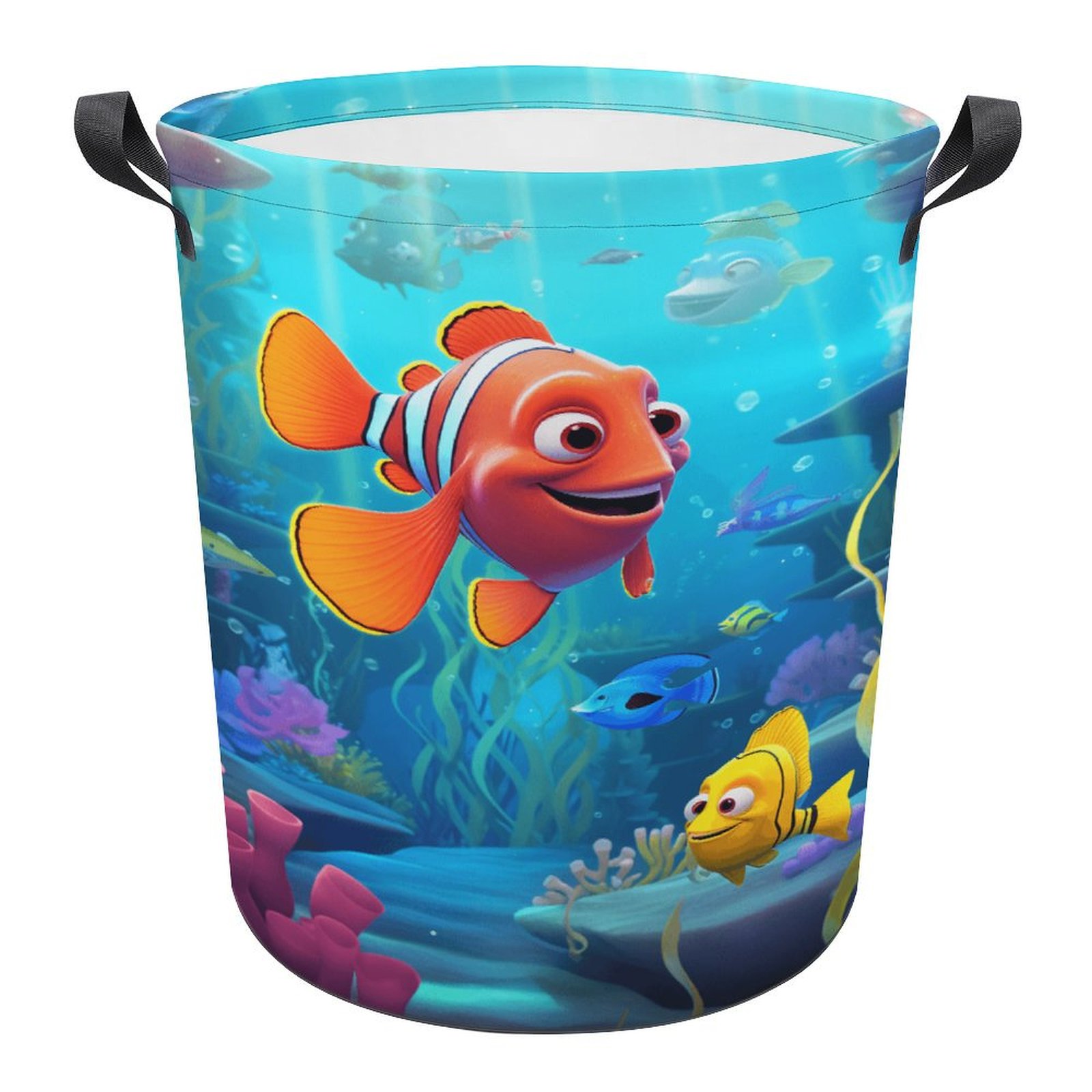 Marine Life Fish Print Foldable Laundry Basket for Clothes Storage ...