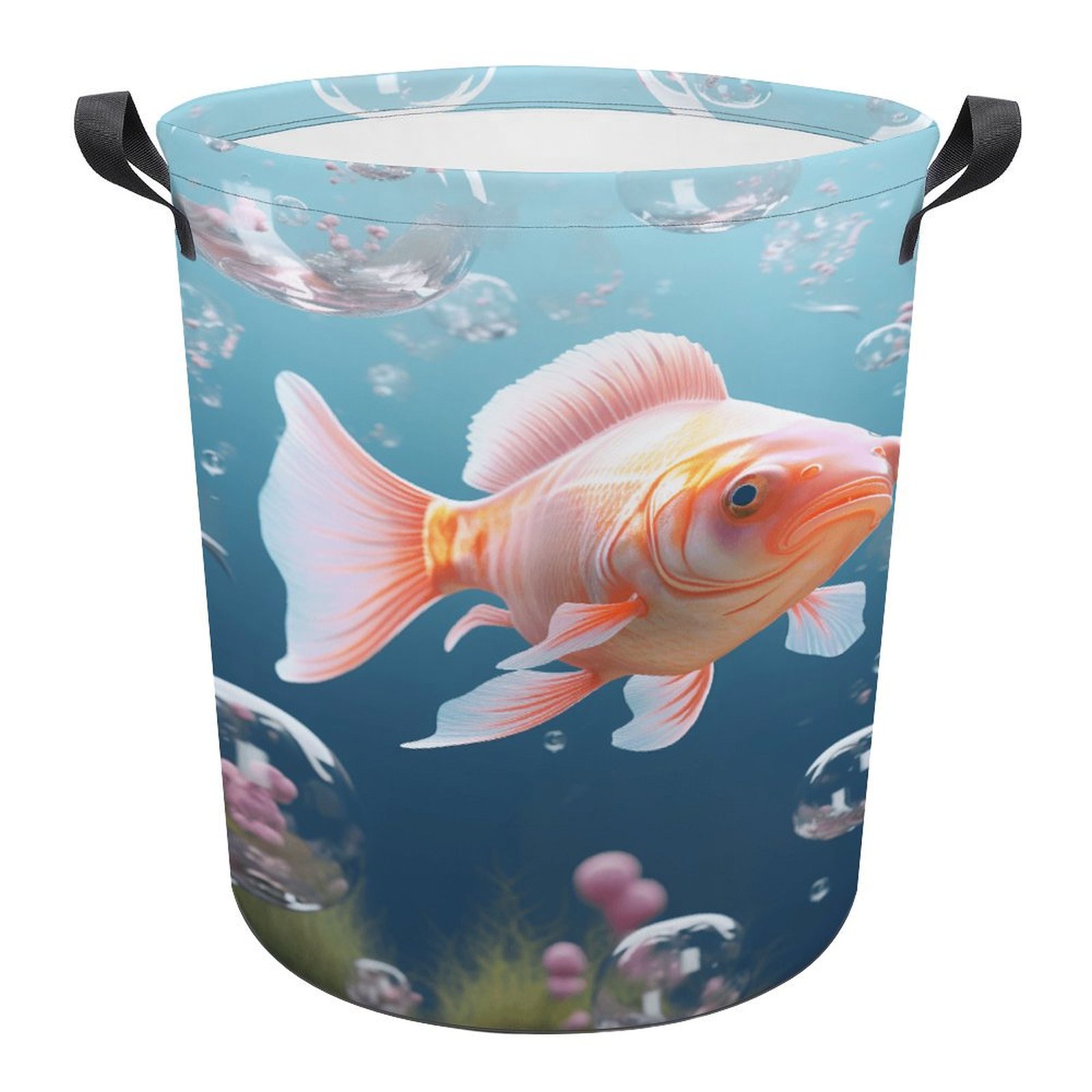 Marine Life Fish Print Foldable Laundry Basket for Clothes Storage ...