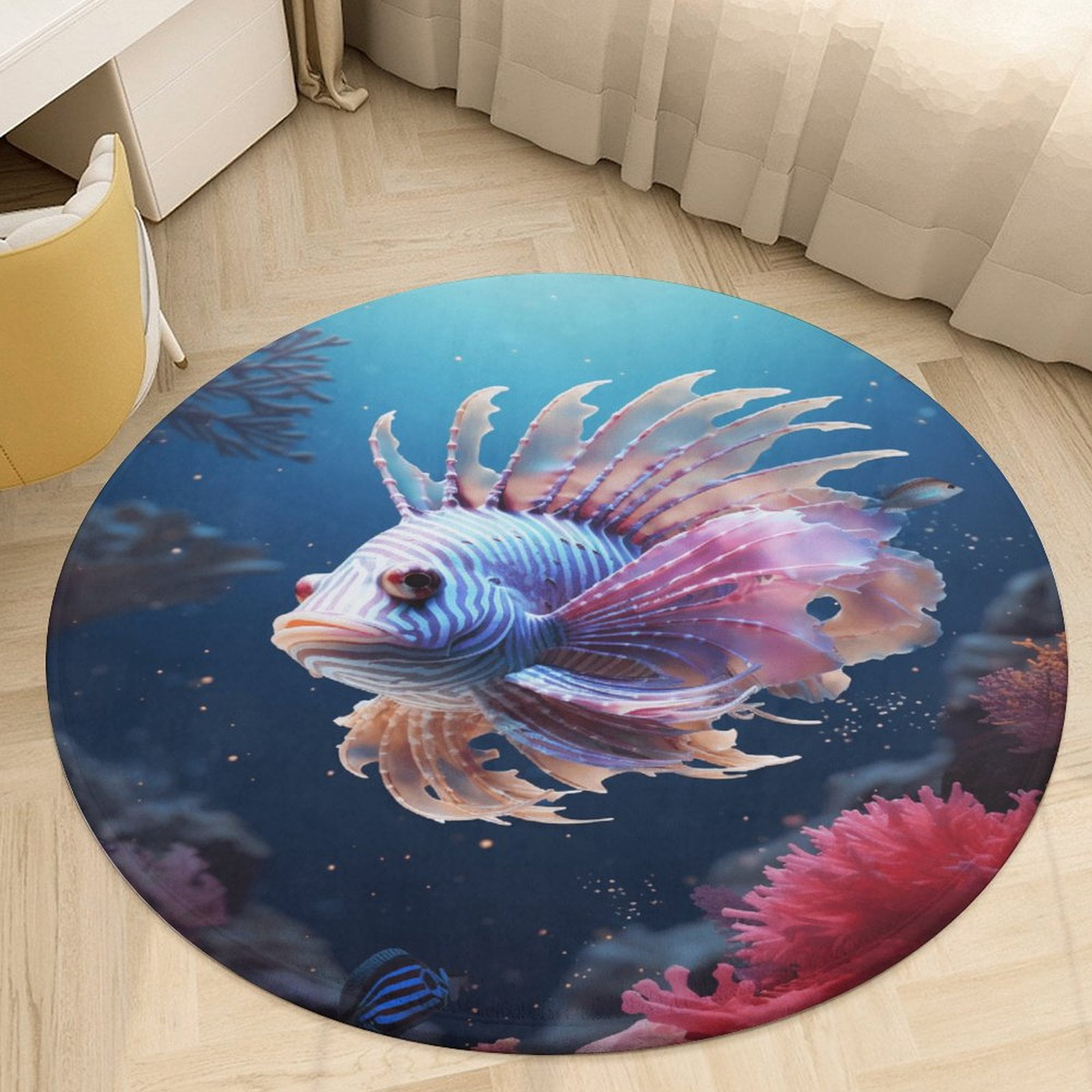 Marine Life Fish Round Area Rugs for Bedroom Living Room, 5FT Soft ...