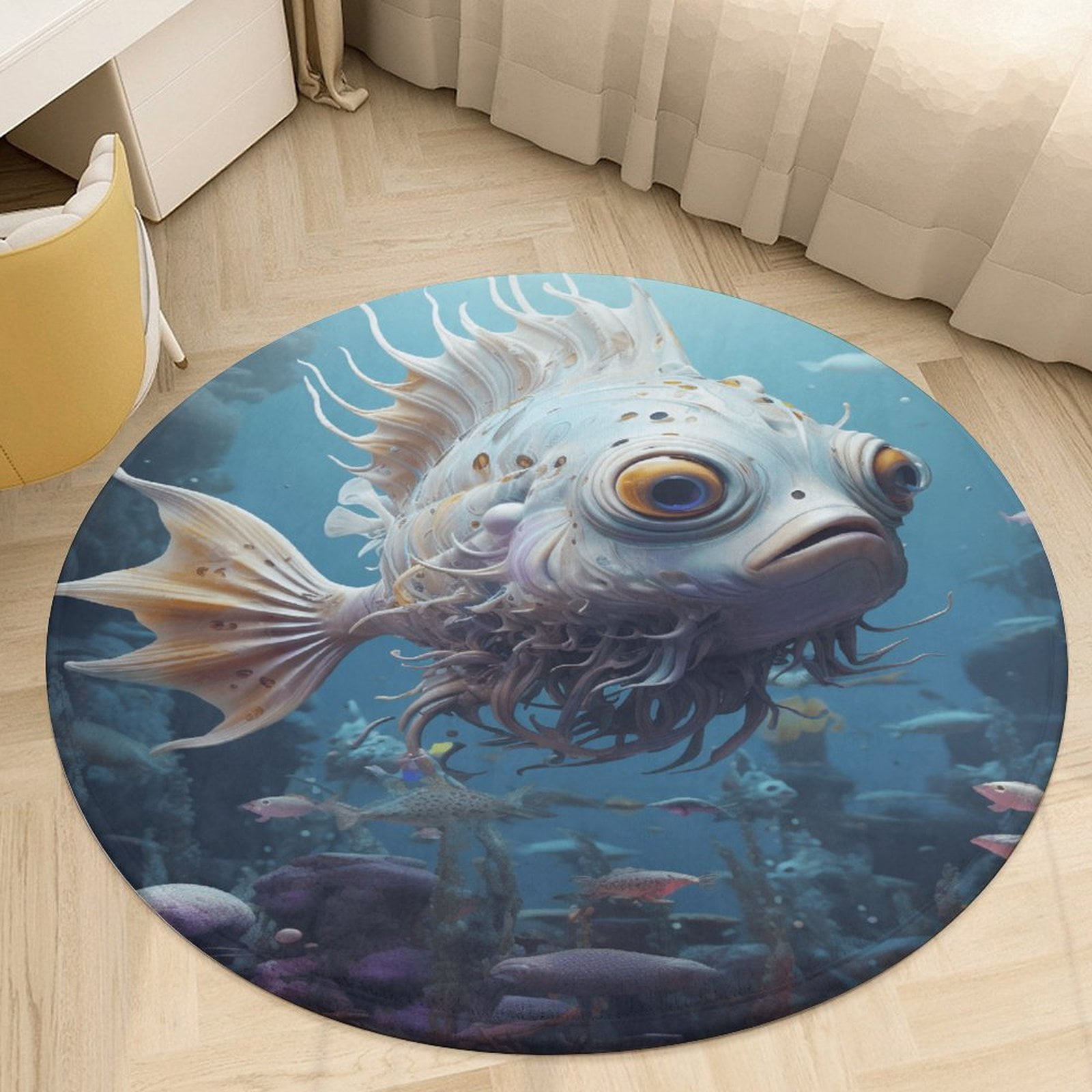 Marine Life Fish Round Area Rugs for Bedroom Living Room, 5FT Soft ...