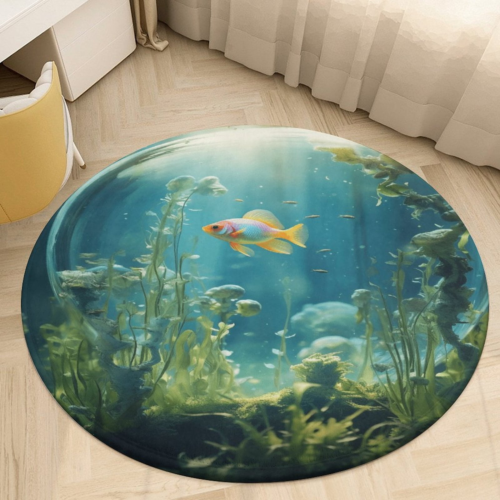 Marine Life Fish Round Area Rugs for Bedroom Living Room, 6FT Soft ...