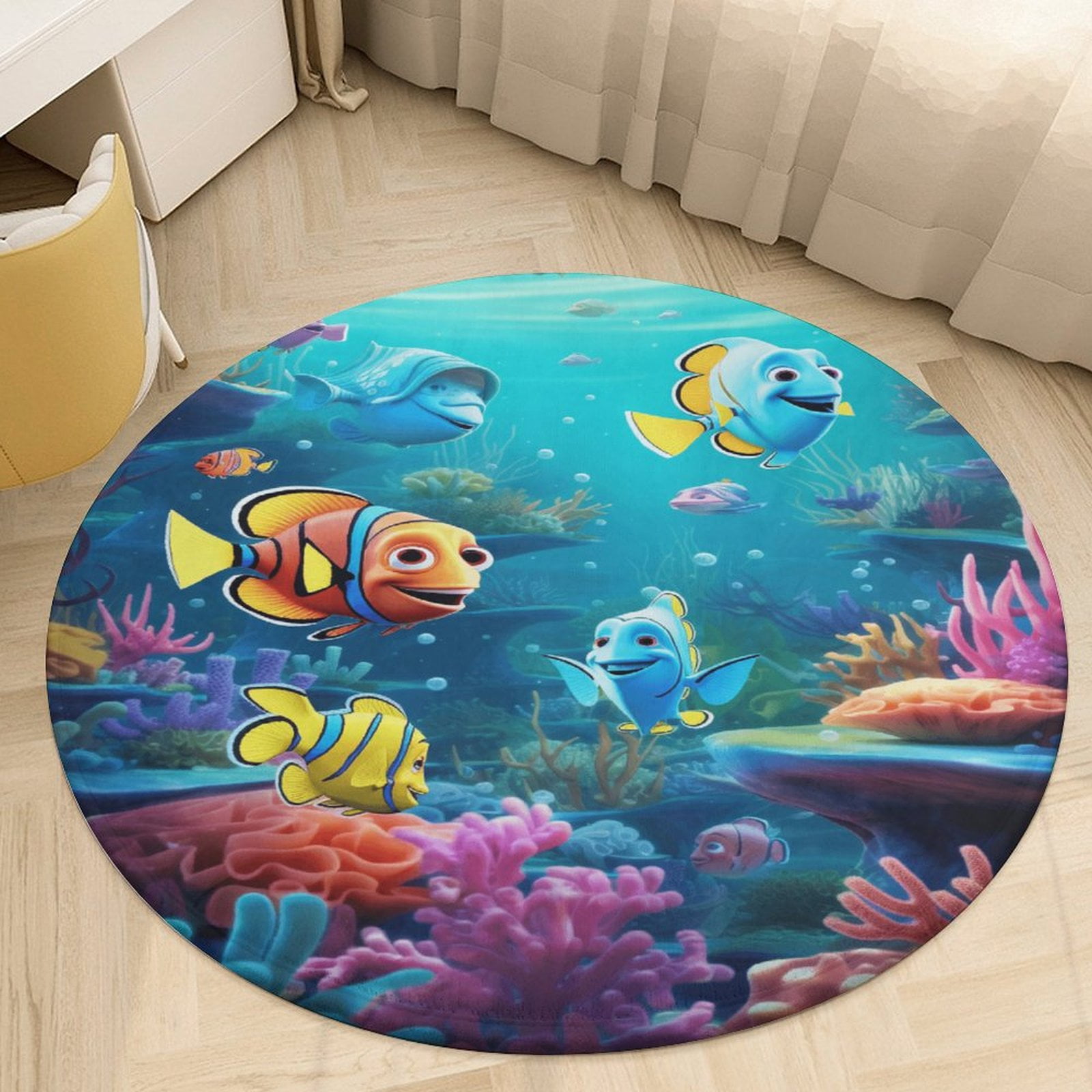 Marine Life Fish Round Area Rugs for Bedroom Living Room, 6FT Soft ...