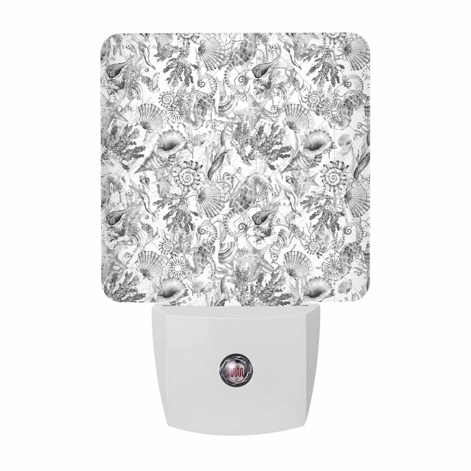 Marine Life Gray Plug-in LED Night Lights Seahorse Conch Auto Dusk-to ...