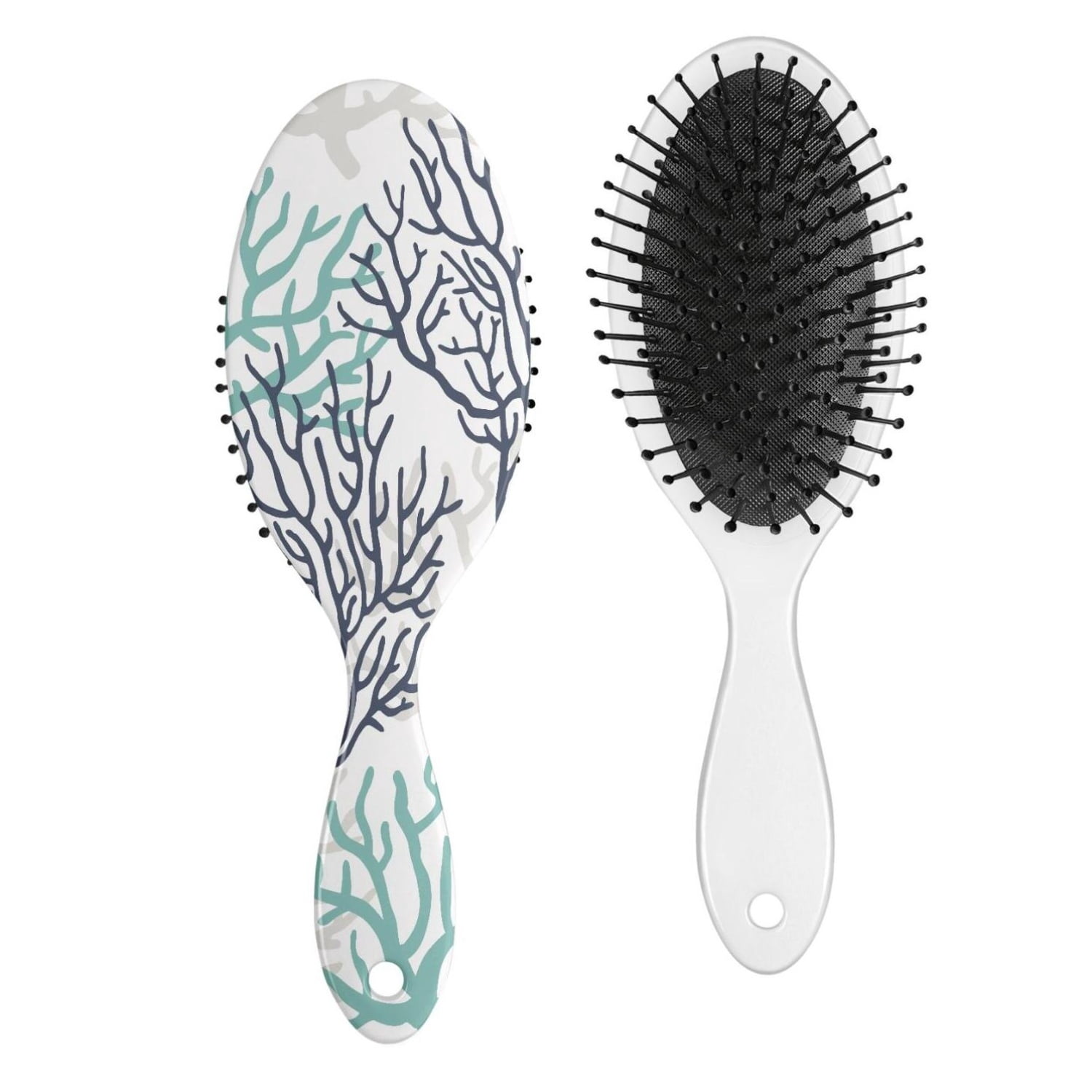 Marine Life Hair Brush Featuring Nautical Seashell, Coral, and Fish ...