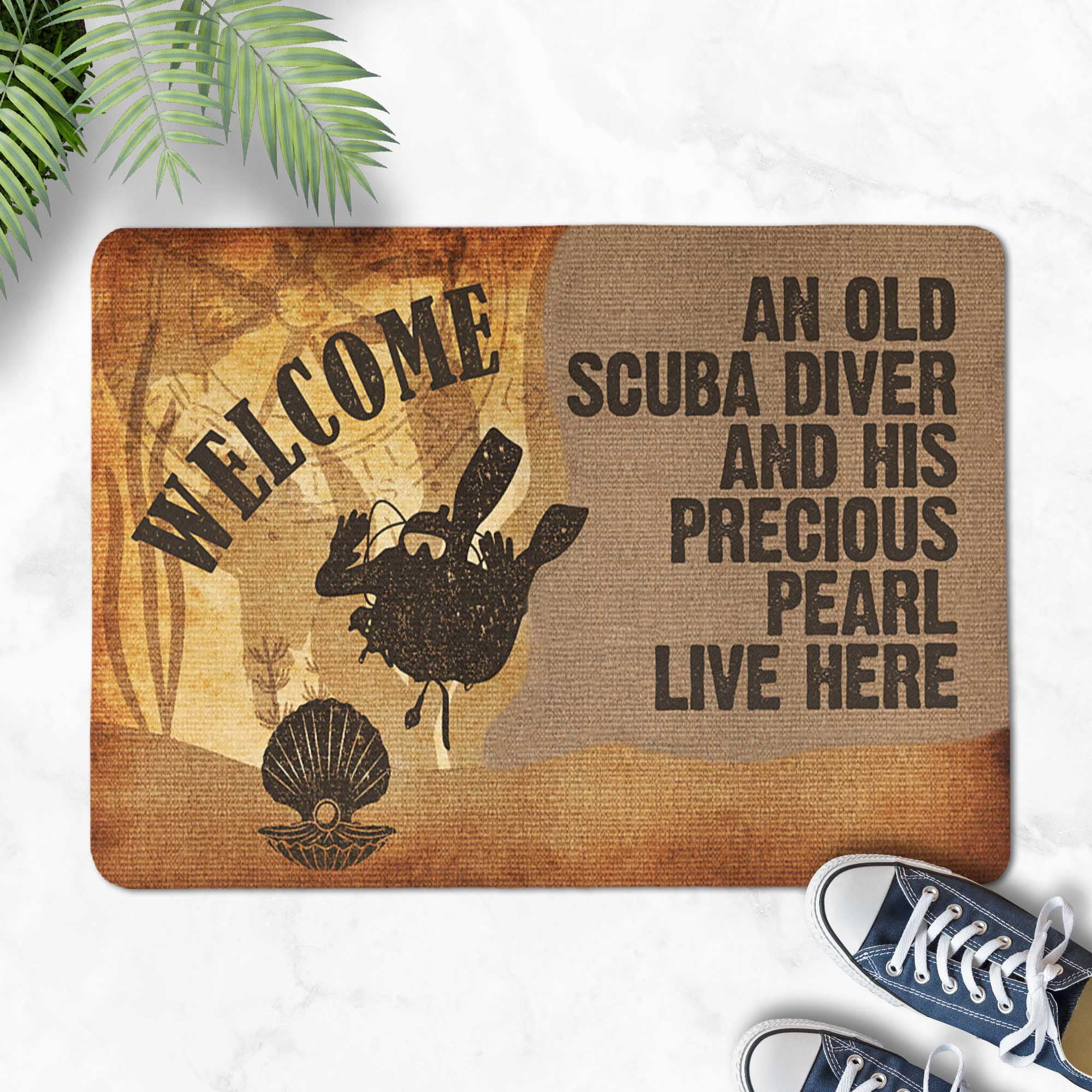 Marine Life Inspired, Diving Man and His Love Message, Entry Mat for ...
