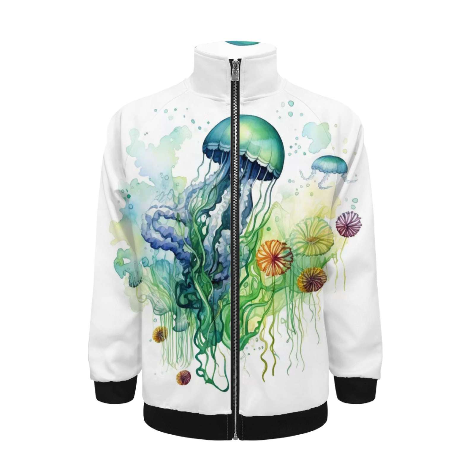 Marine Life Jellyfish Green Jacket Men's Street Cool Long Sleeves Coat ...