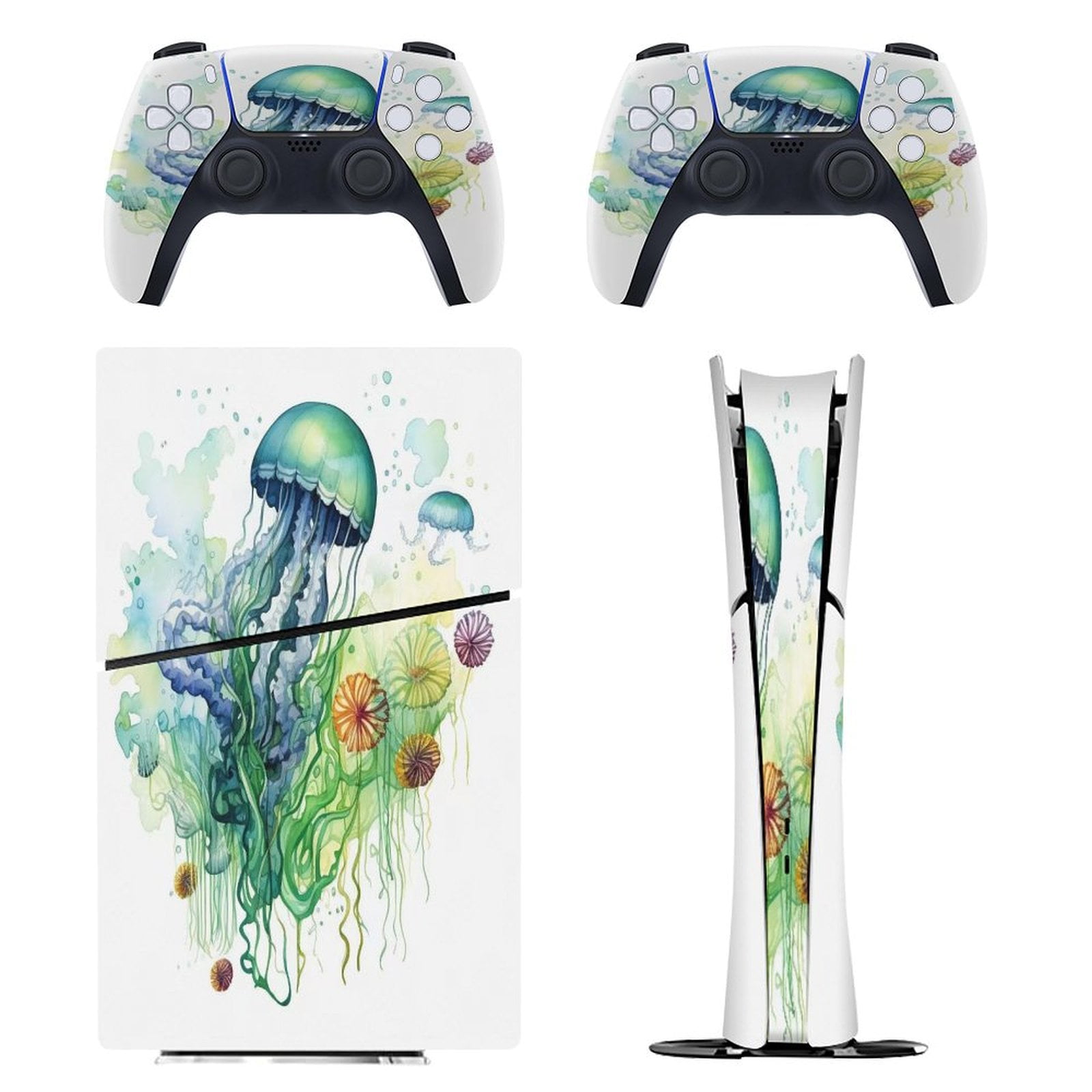 Marine Life Jellyfish Green PS5/PS5 Slim Digital Disc Skin Sticker For ...