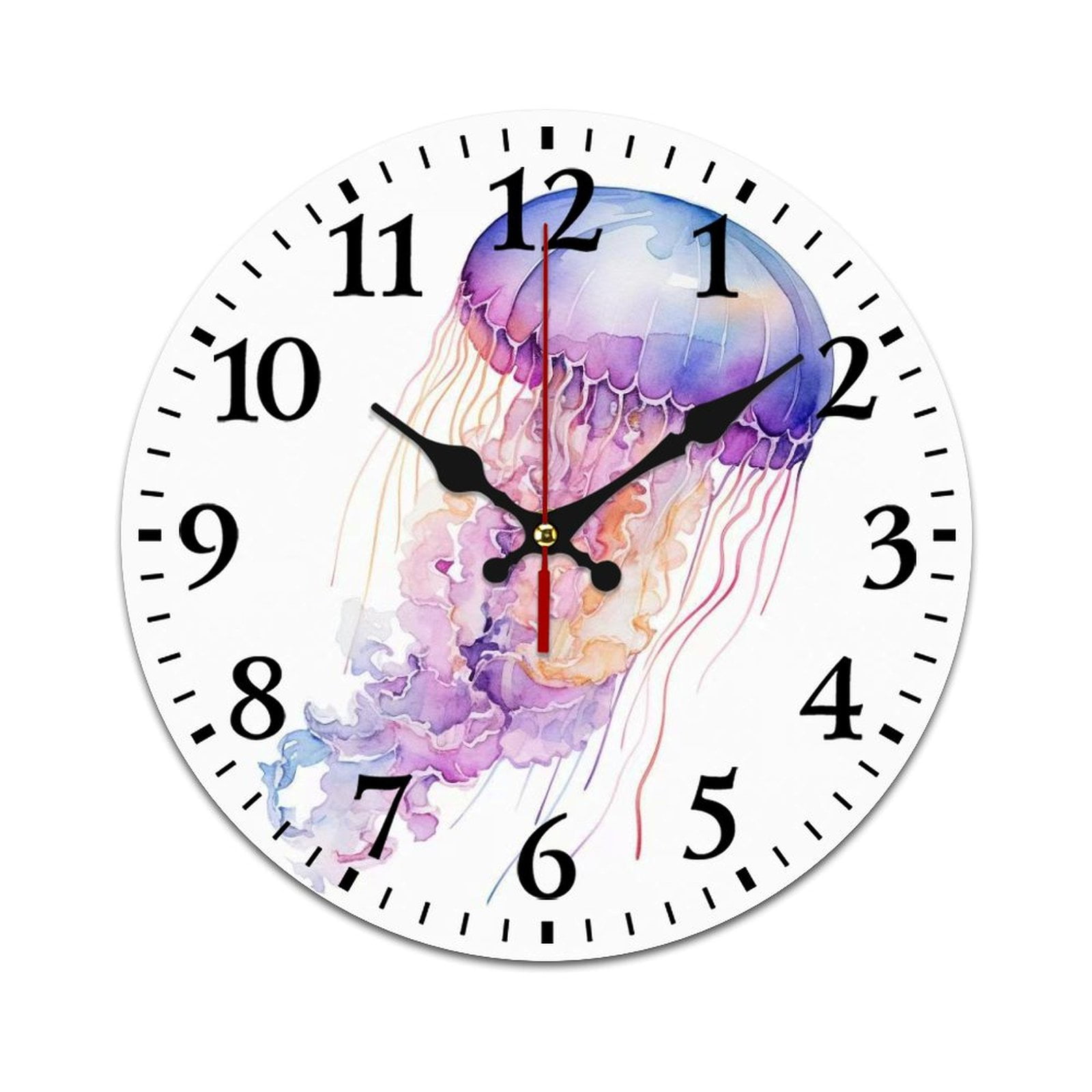 Marine Life Jellyfish Purple Wall Clock Modern Design Clocks Wall ...