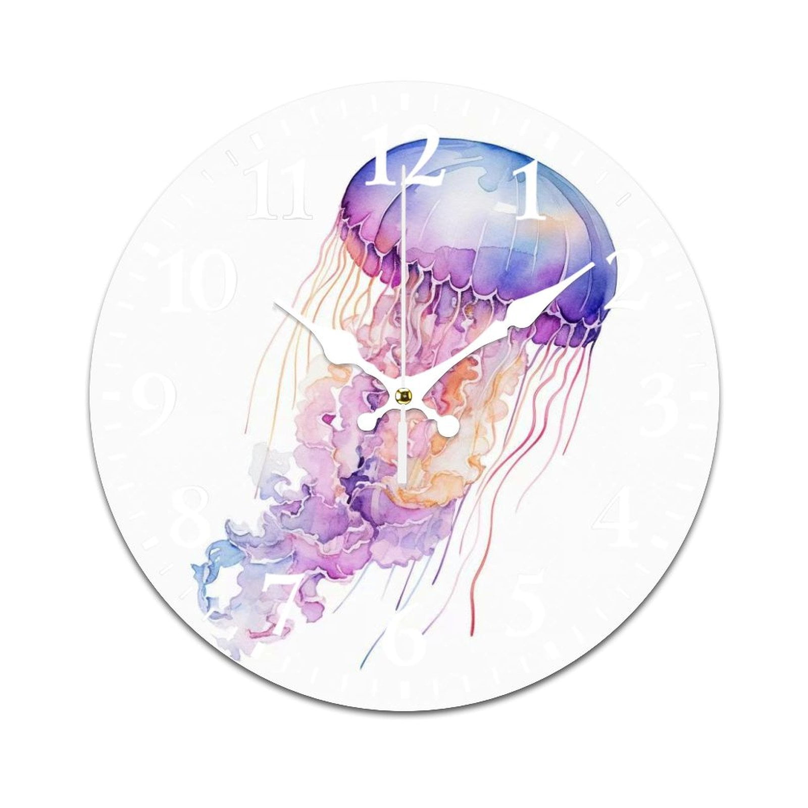 Marine Life Jellyfish Purple Wall Clock Modern Design Clocks Wall ...