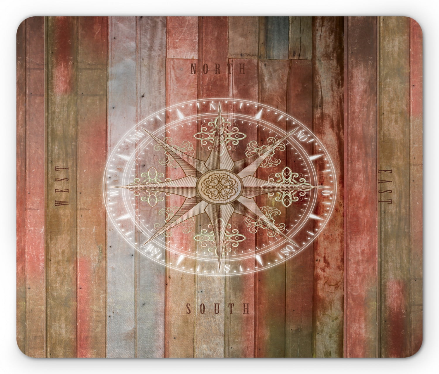 Marine Life Mouse Pad, Ocean Sea Life Yacht Themed Warm Colored Wooden ...