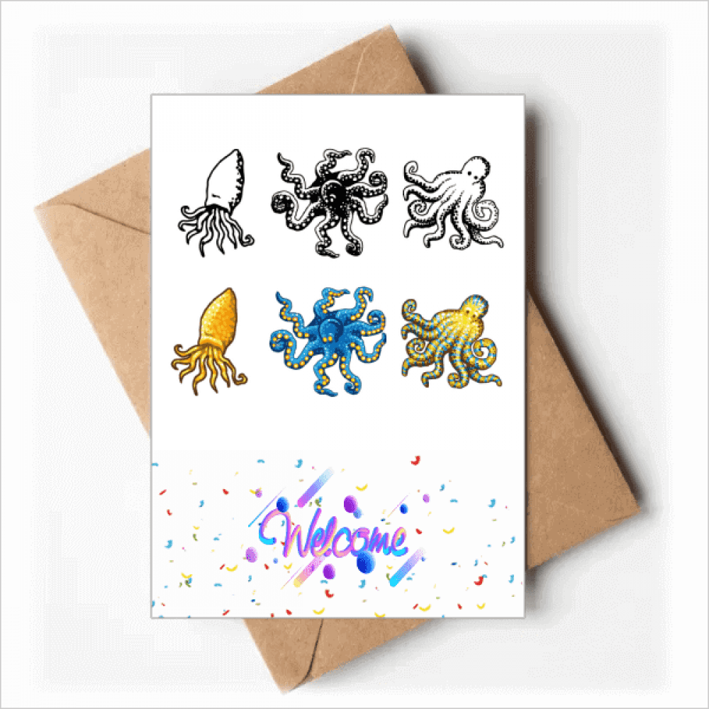 Marine Life Octopus Pattern Illustration Welcome Back Greeting Cards ...