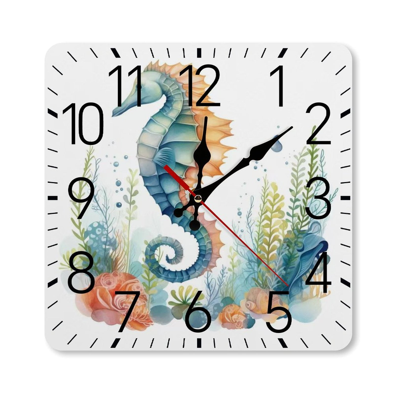 Marine Life Seahorse Wall Clock Silent Non-Ticking For Home Office ...