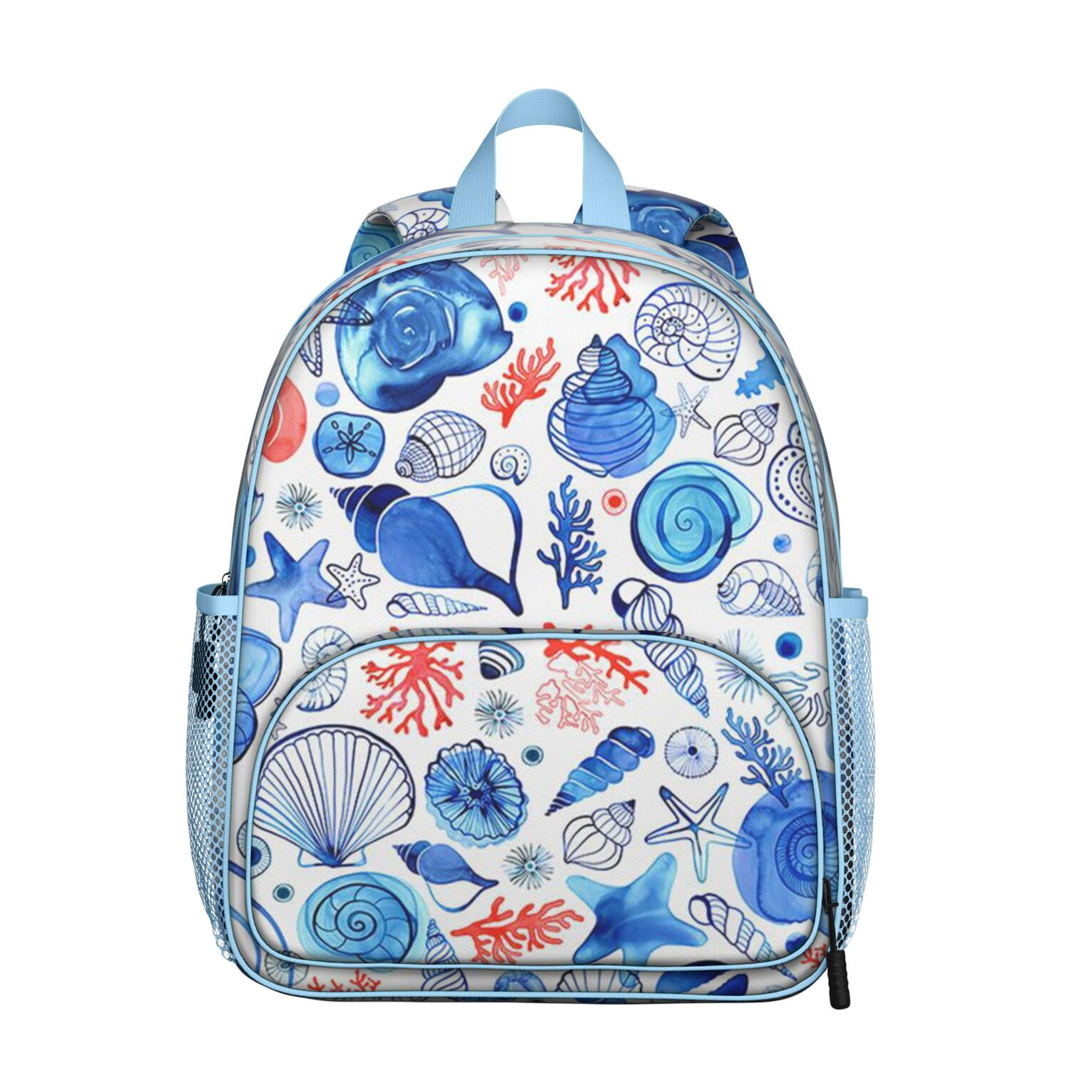 Marine Life and Seashell Pattern Student Backpack - Water-Resistant ...