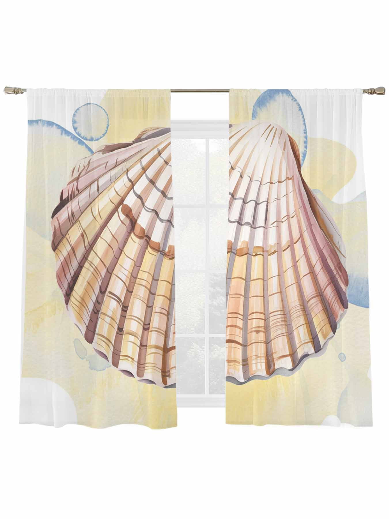 Marine Life Sheer Curtains for Living Room Bedroom, Light-filtering ...