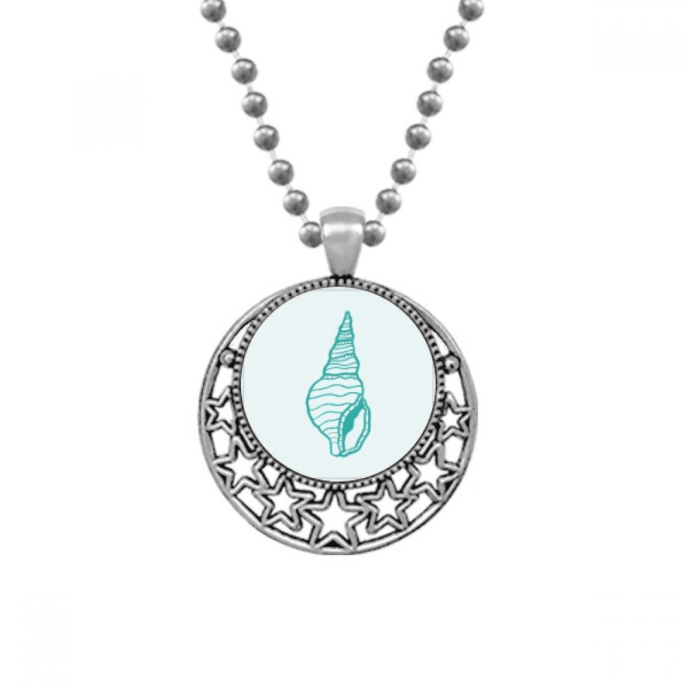 Marine Life Snail Blue Illustration Necklaces Pendant Retro Moon Stars ...