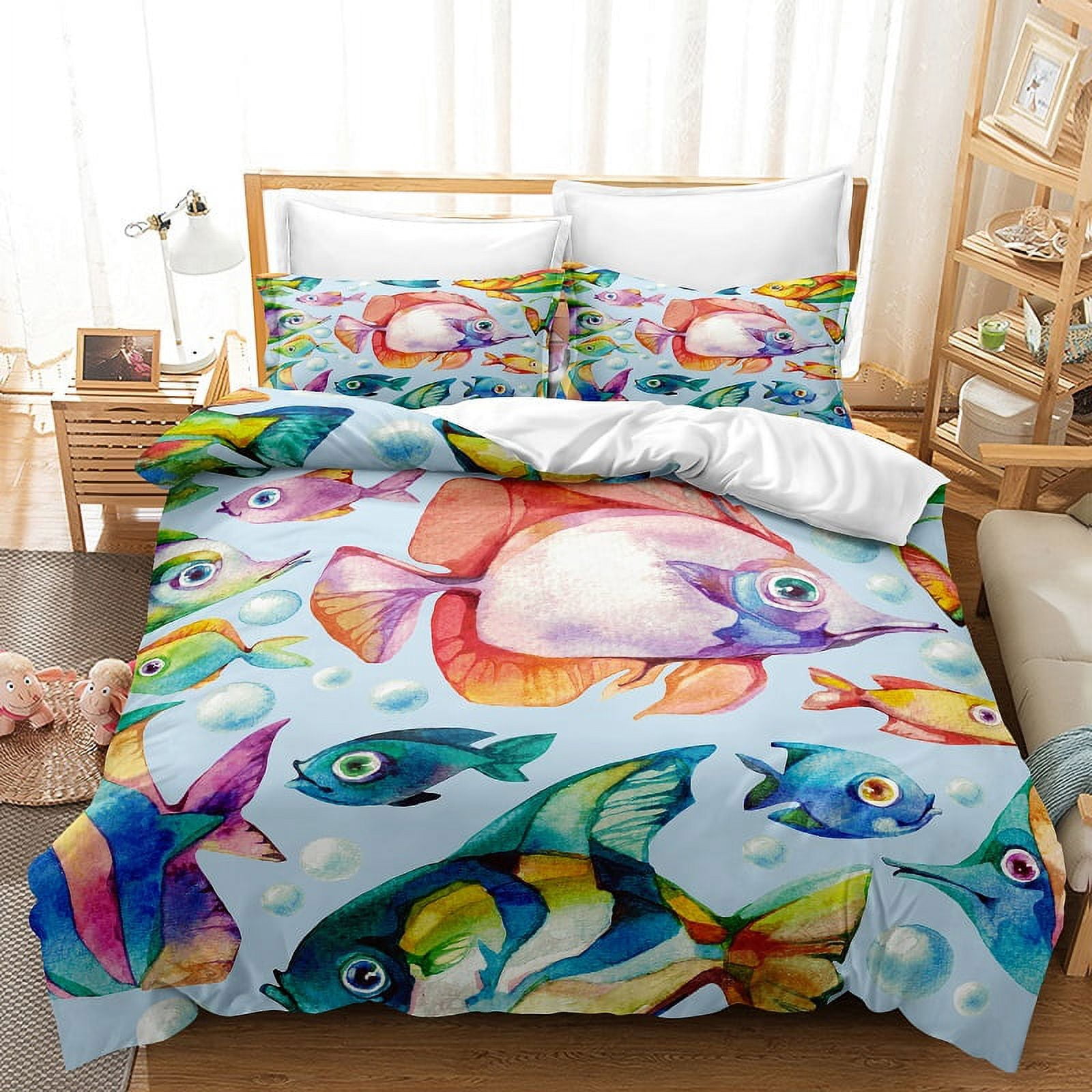 Sea Animal Duvet Cover Set Turtle/Seahorses/Jellyfish/Octopus Graphic ...