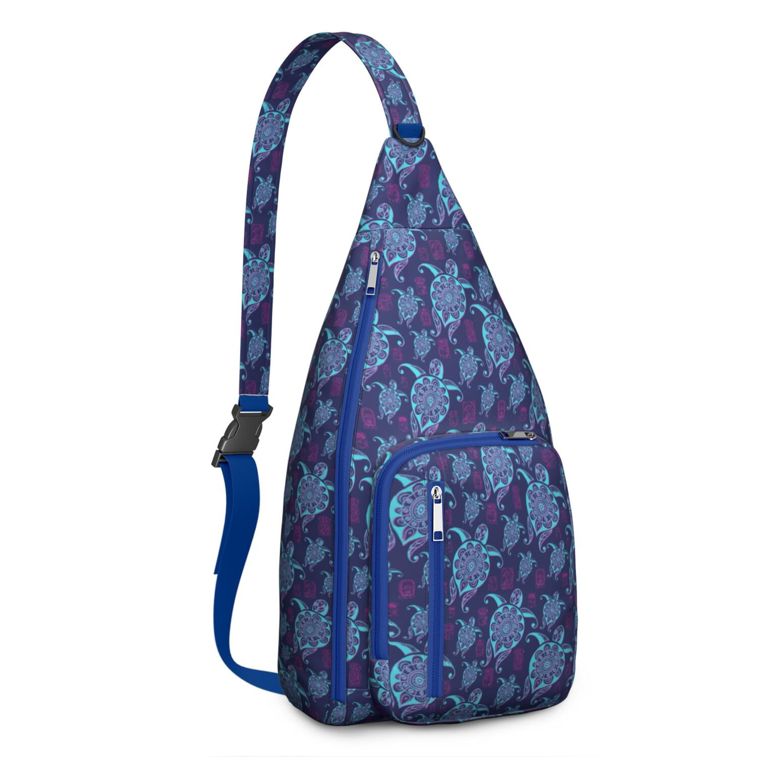 Marine Life Turtle Print Crossbody Bag - Artistic Underwater Turtle Design Sling Pack ...
