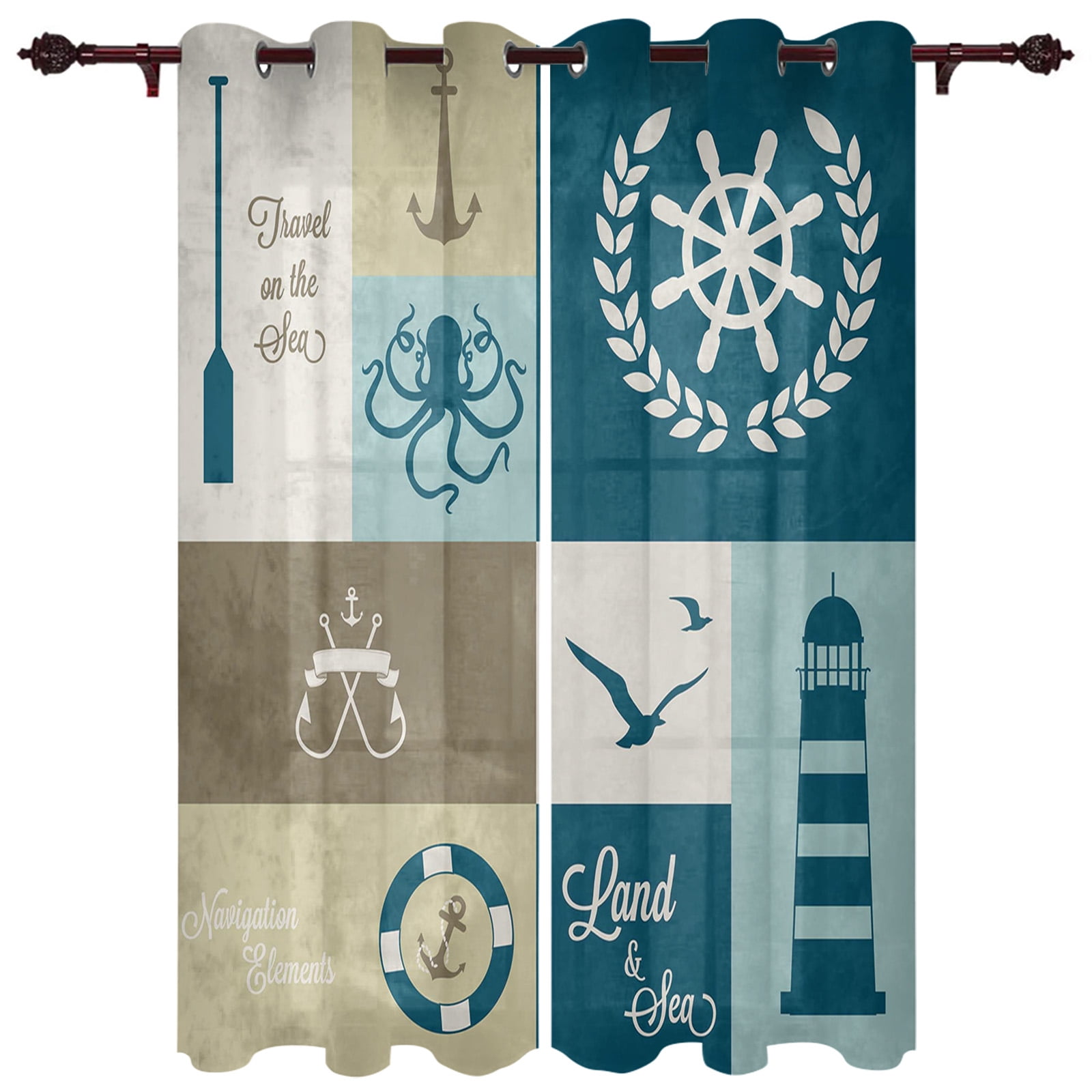 Marine Lighthouse Anchor Window Curtains for Living Room Home r Child ...