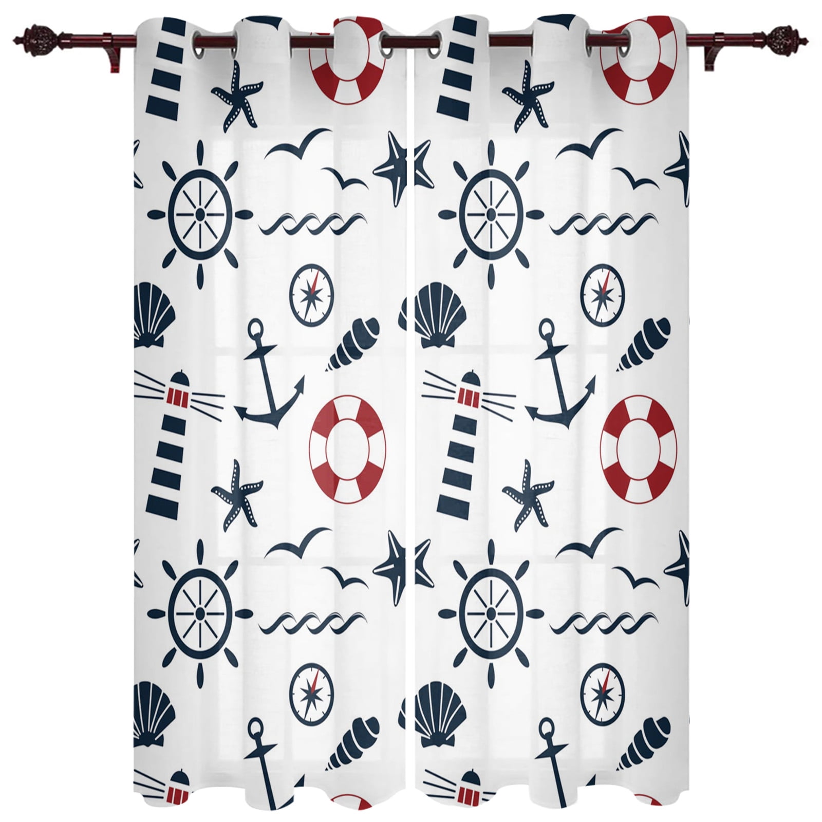Marine Lighthouse Anchor Window Curtains for Living Room Home r Child ...
