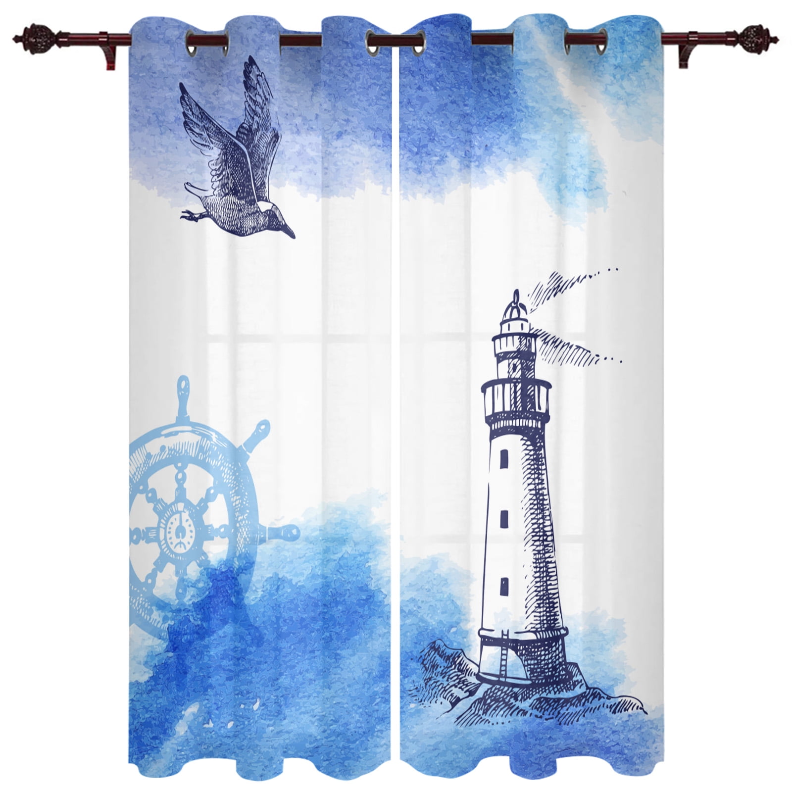 Marine Lighthouse Anchor Window Curtains for Living Room Home r Child ...