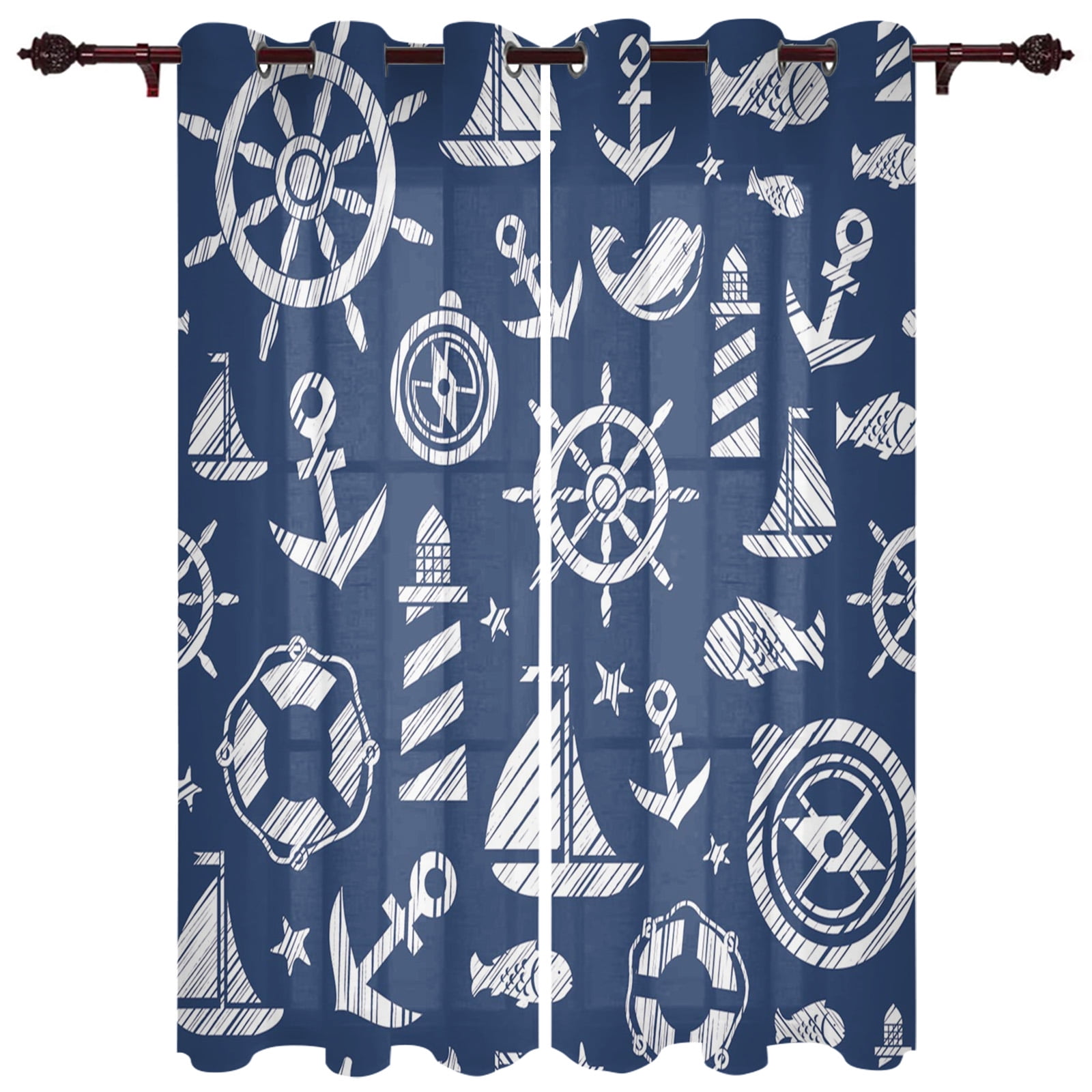 Marine Lighthouse Anchor Window Curtains for Living Room Home r Child ...