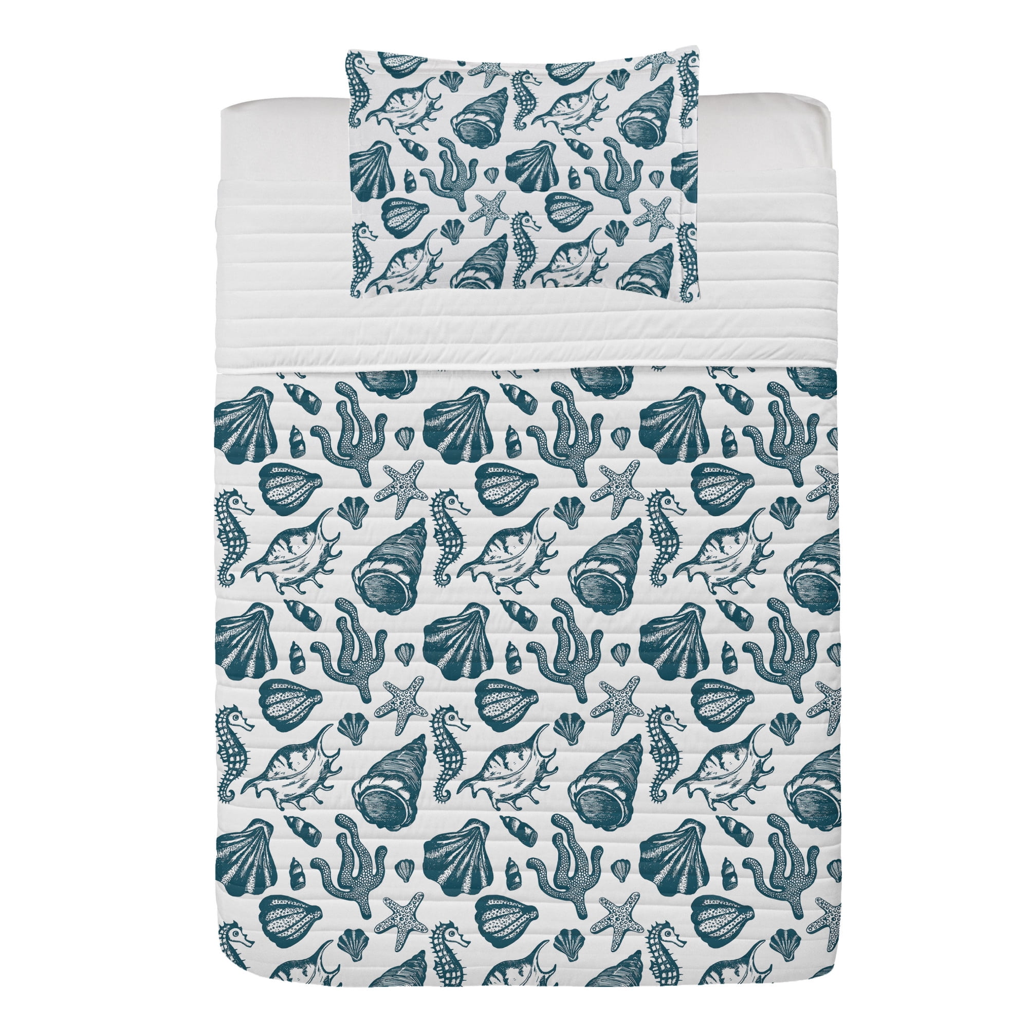 Marine Microfiber Bedspread Set, Vintage Sketch of Nautical as ...