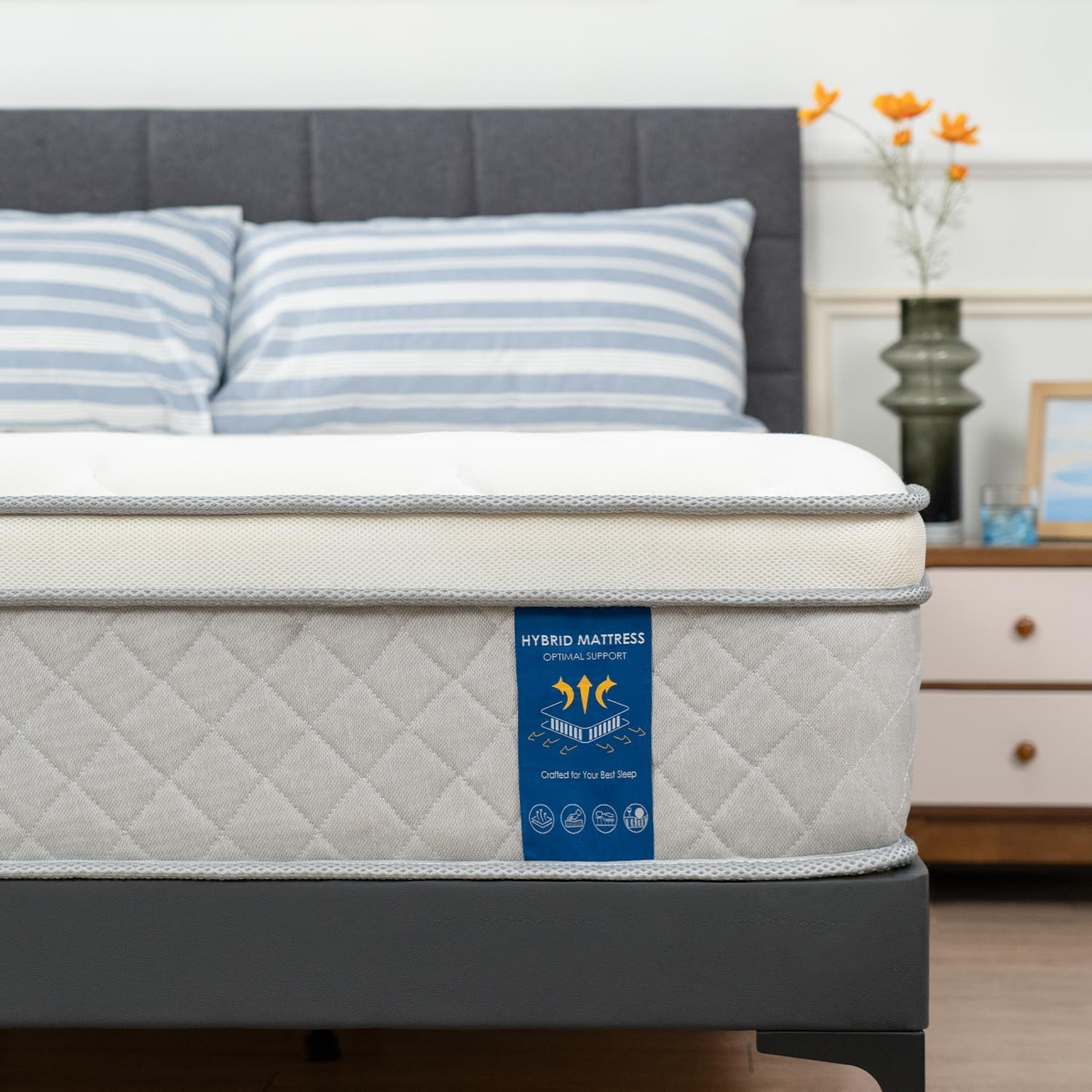 Marine Moon Twin Size Mattress,12 Inch Hybrid Mattress in a Box with ...