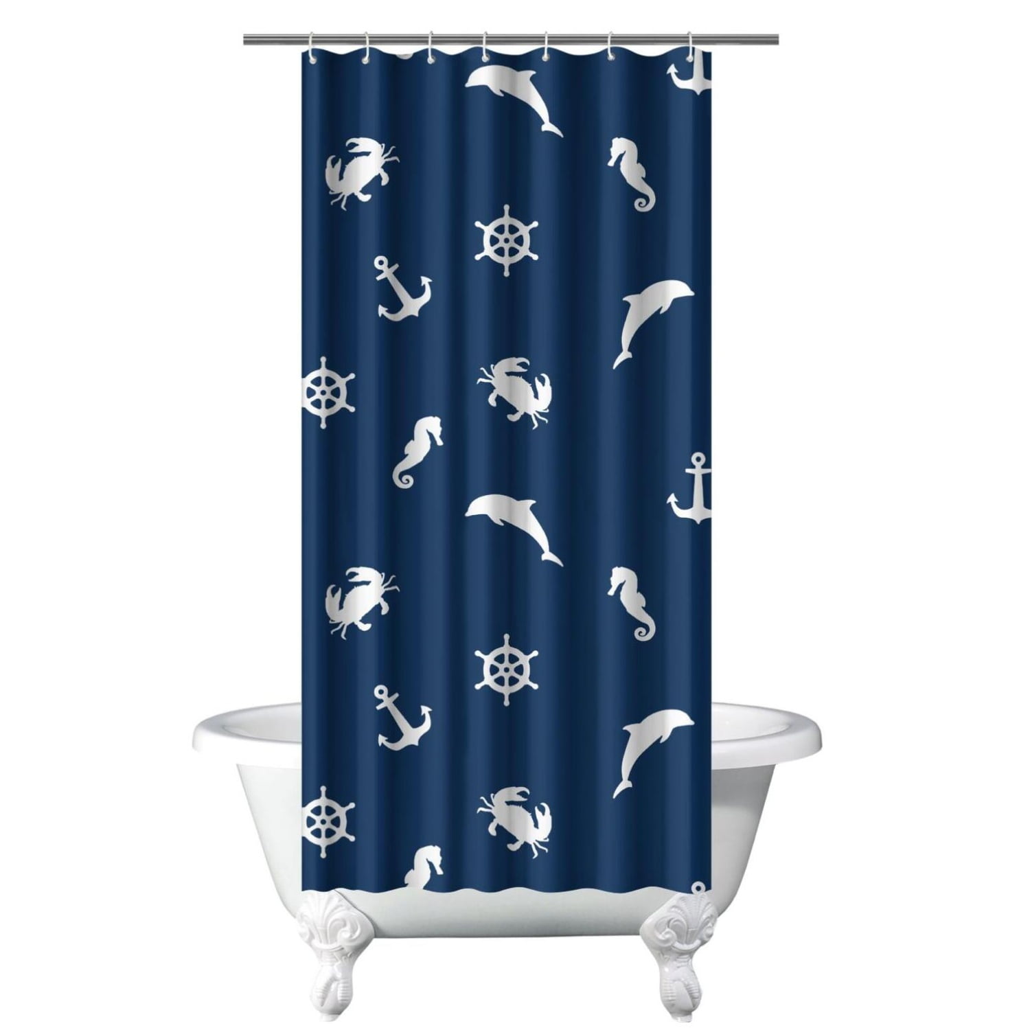 Marine Nautical Anchor Shower Curtain with Coastal Boat, Sea, Seaside ...