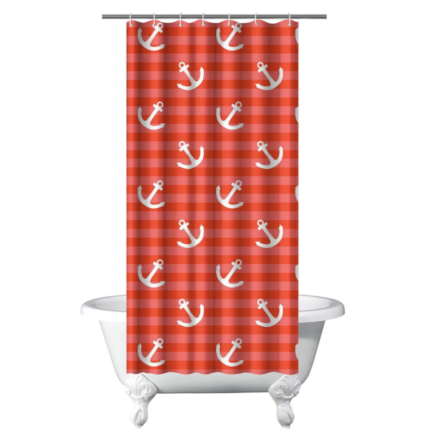 Marine Nautical Anchor Shower Curtain with Coastal Boat, Sea, Seaside ...