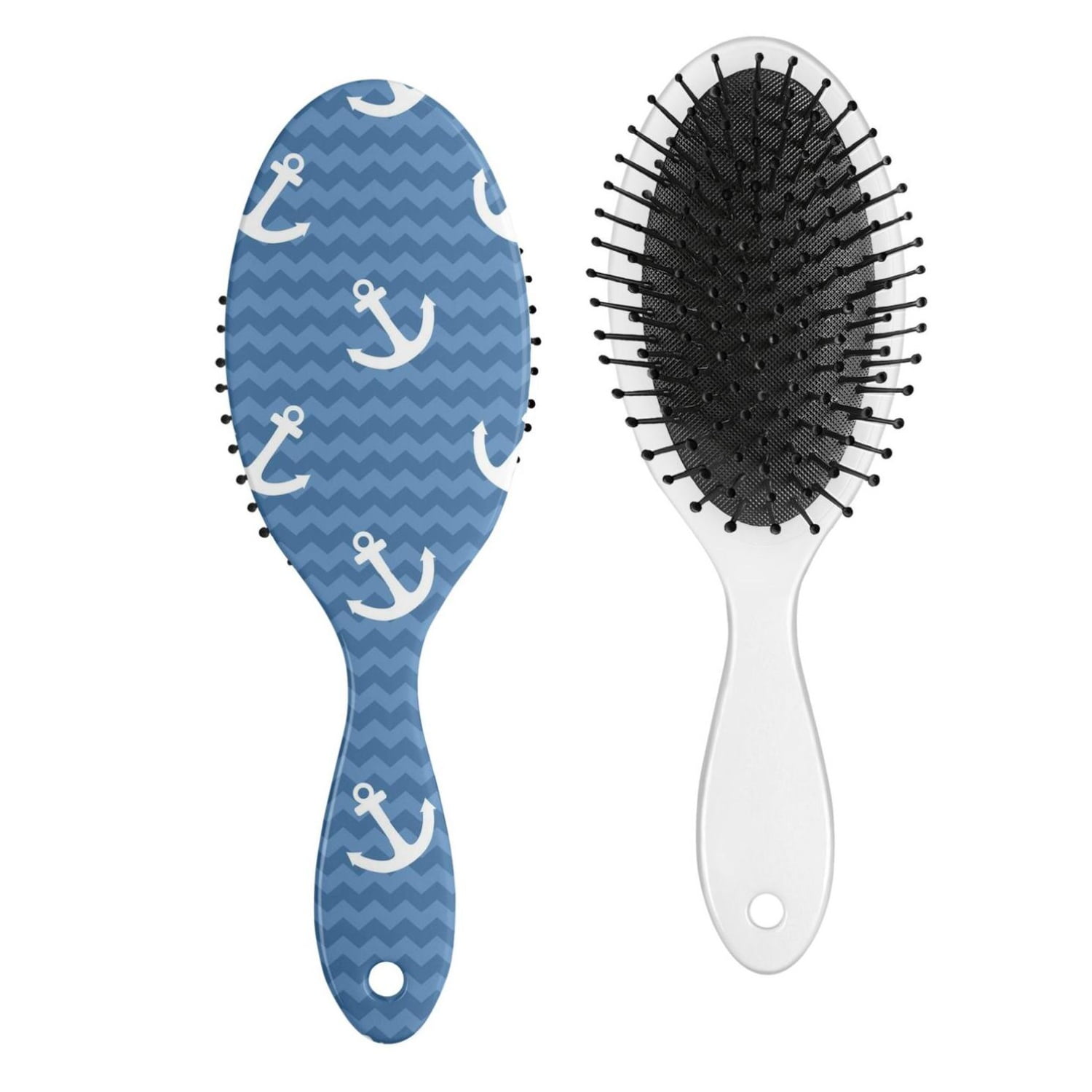 Marine Nautical Hair Brush with Anchor, Lighthouse, and Ocean Wave ...