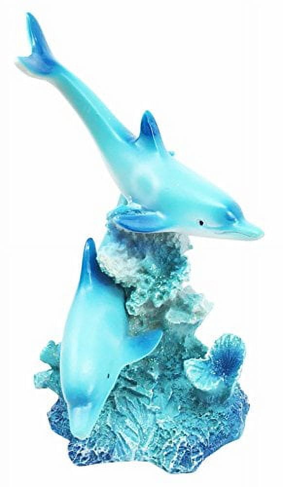 Marine Ocean Two Lover Dolphins Swimming Around Coral Reef Figurine ...