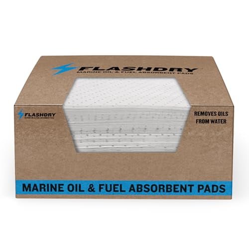 Marine Oil & Fuel Spill Absorbent Pads - 100-Count Box, 17.5” x 13.5 ...