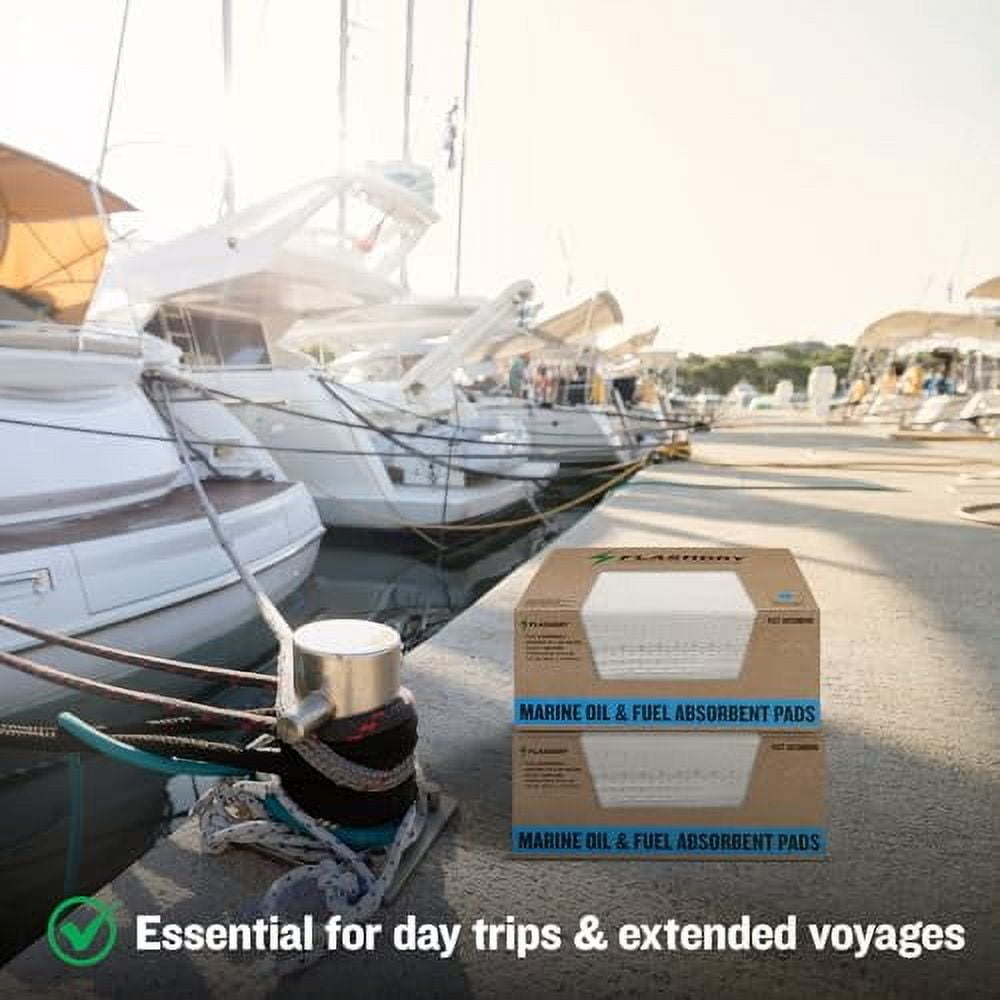 Marine Oil & Fuel Spill Absorbent Pads - 100-Count Box, 17.5” x 13.5 ...