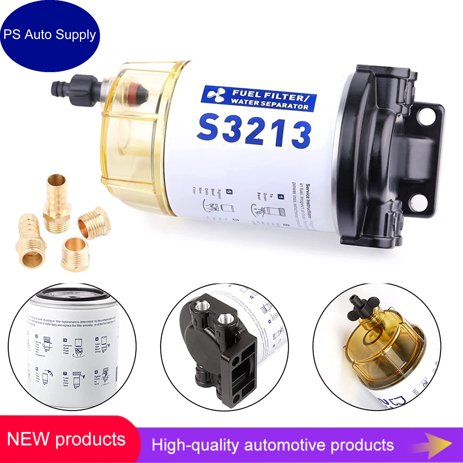 Marine Outboard Boat Fuel Filter, Diesel Fuel Water Separator for ...