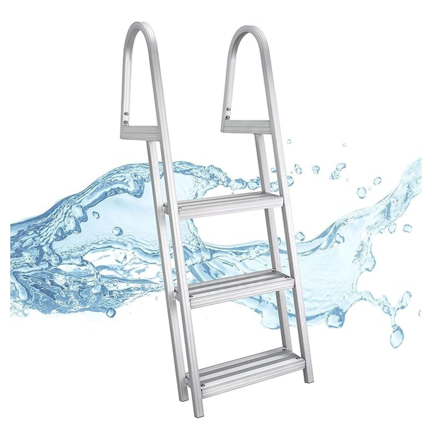 Marine Pontoon Boat Dock Heavy Duty Aluminum Removable Boarding Ladder ...