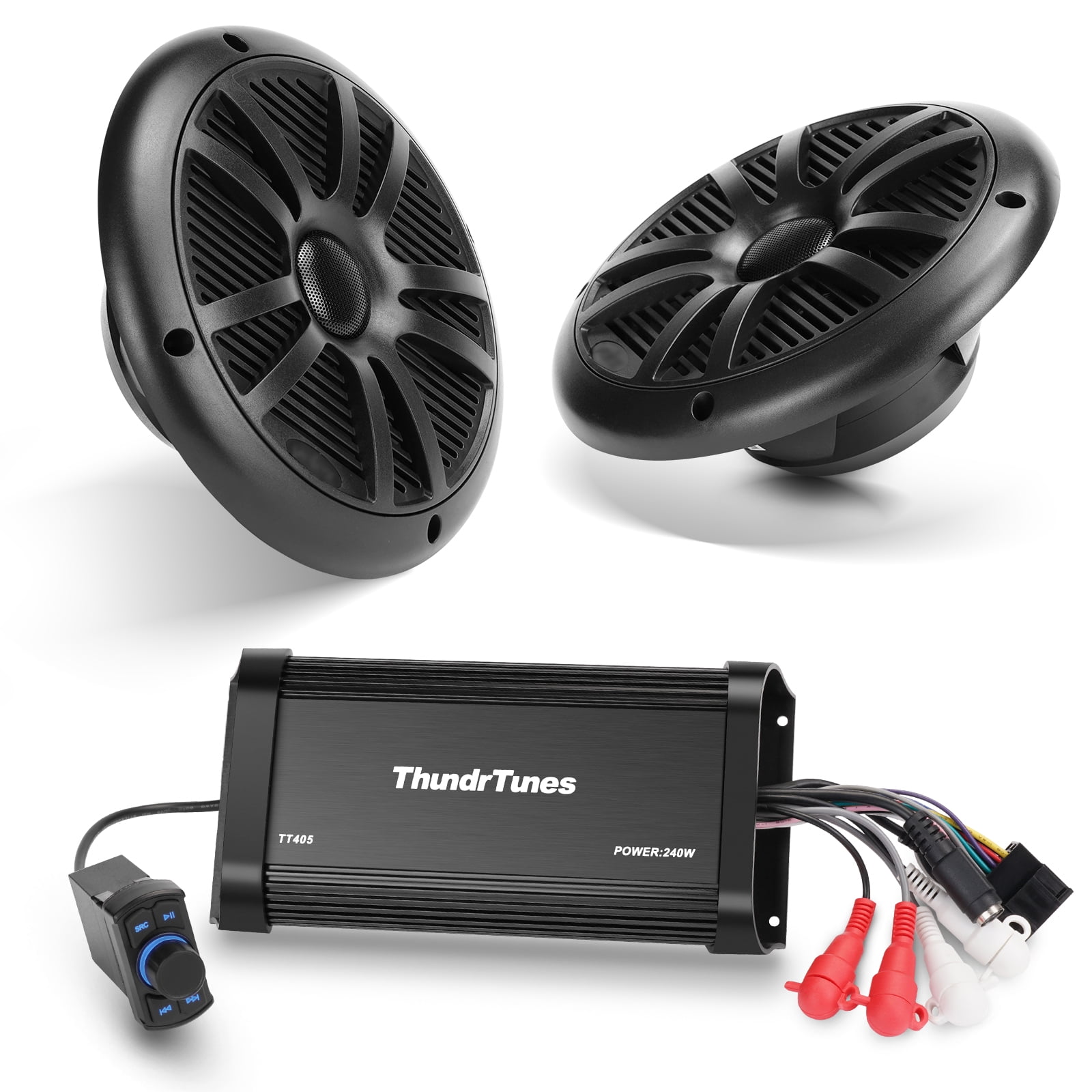 Marine Powersport Bluetooth Amplifier Audio System with 2pcs Black ...