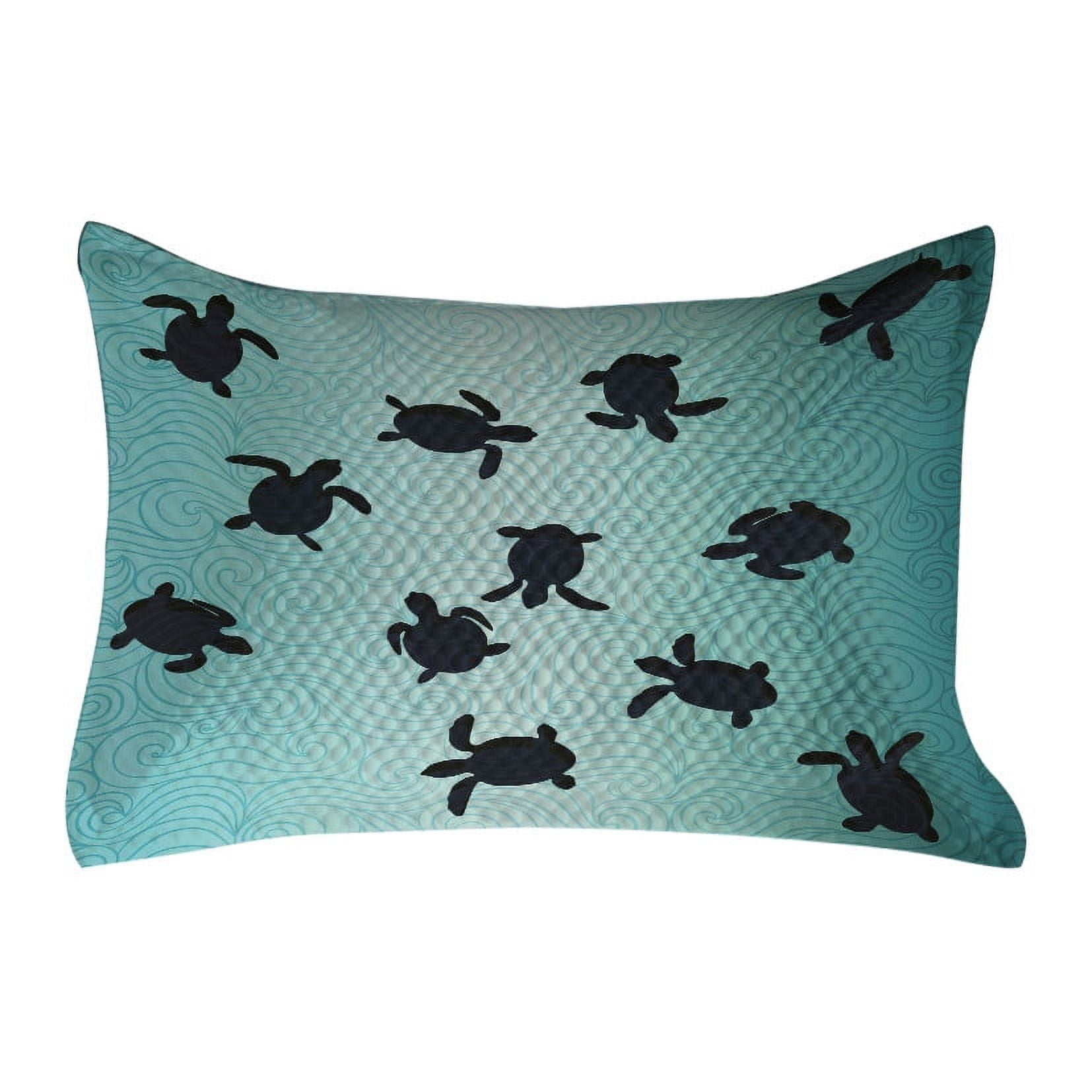 Marine Quilted Pillowcover, Sea Turtles Swimming Silhouette from the ...