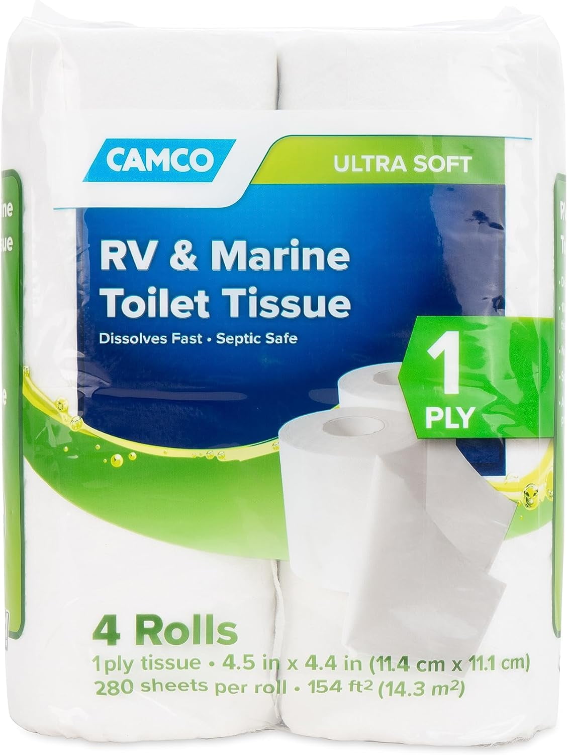 Marine & RV Toilet Paper - 4-Rolls - 1-Ply Quick Dissolve RV & Marine ...