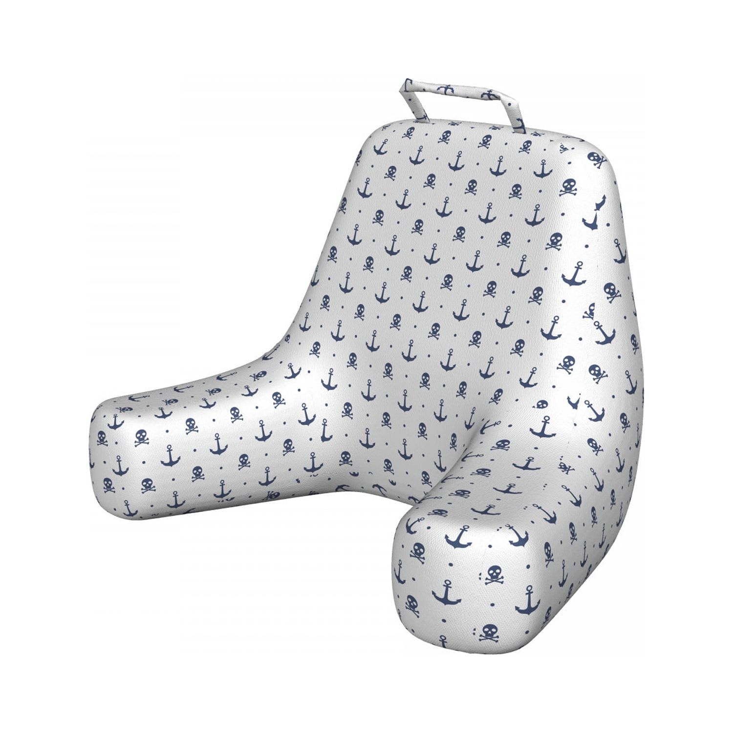 Marine Reading Pillow Cover, Anchors and Skulls Crossed Bones Dots ...