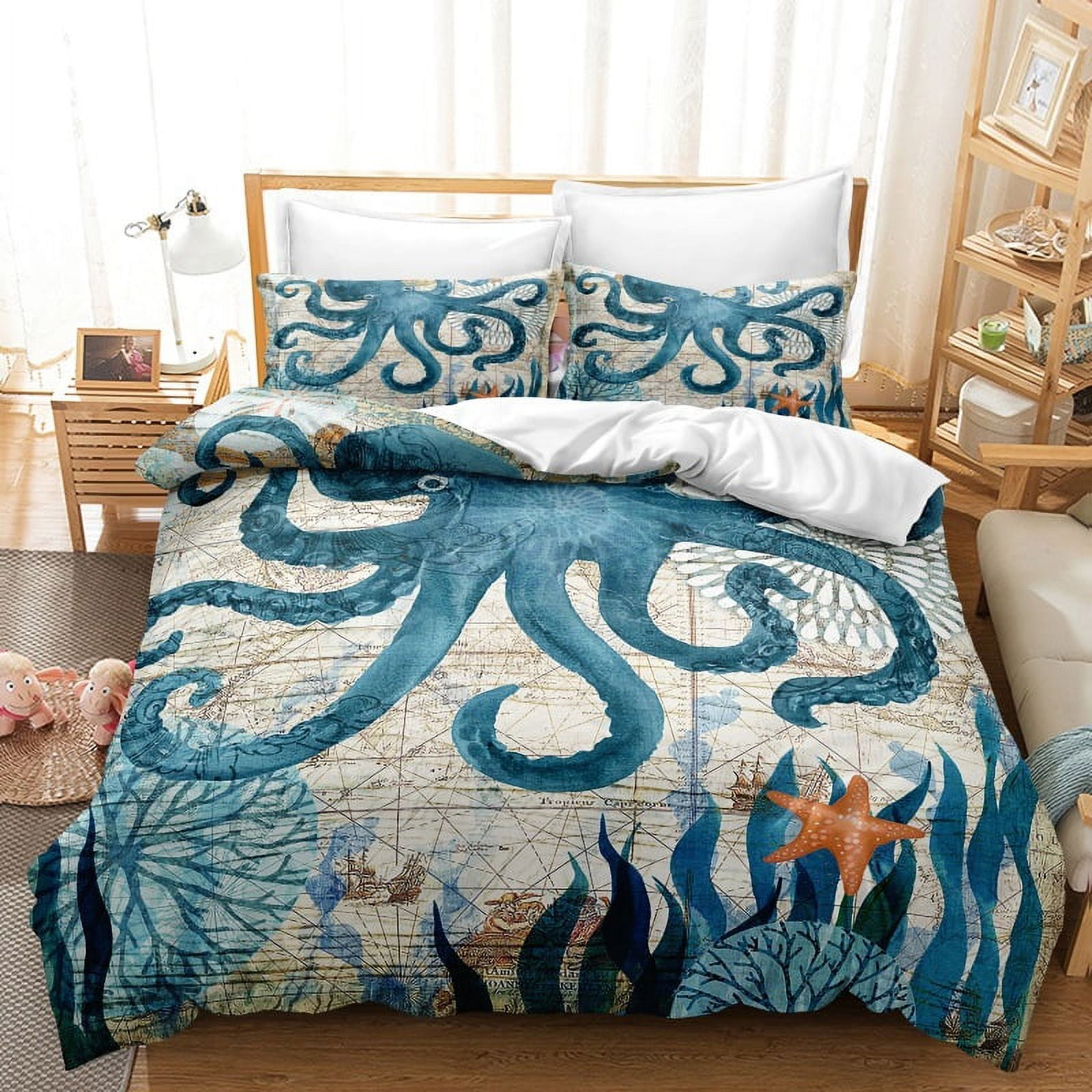 Marine Sea Animals Sealife Bedding Bed Set 3D Print Fashion Bedding Comforter Sets Twin Duvet ...