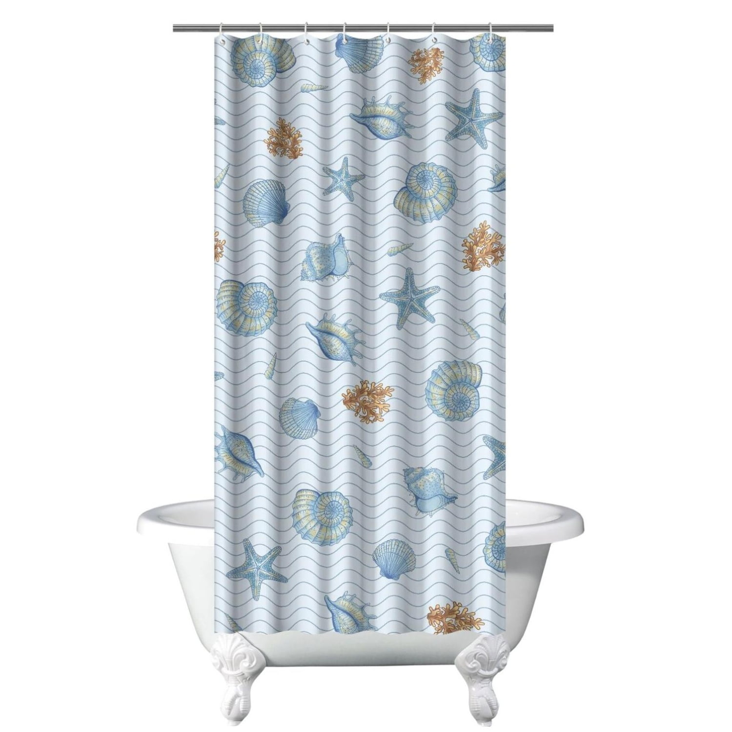 Marine Seashell Shower Curtain Featuring Nautical Beach Tropical ...