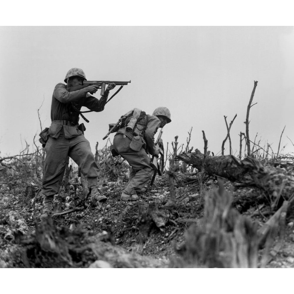 Marine Sights His Tommy Gun On A Japanese Sniper History (24 x 18 ...