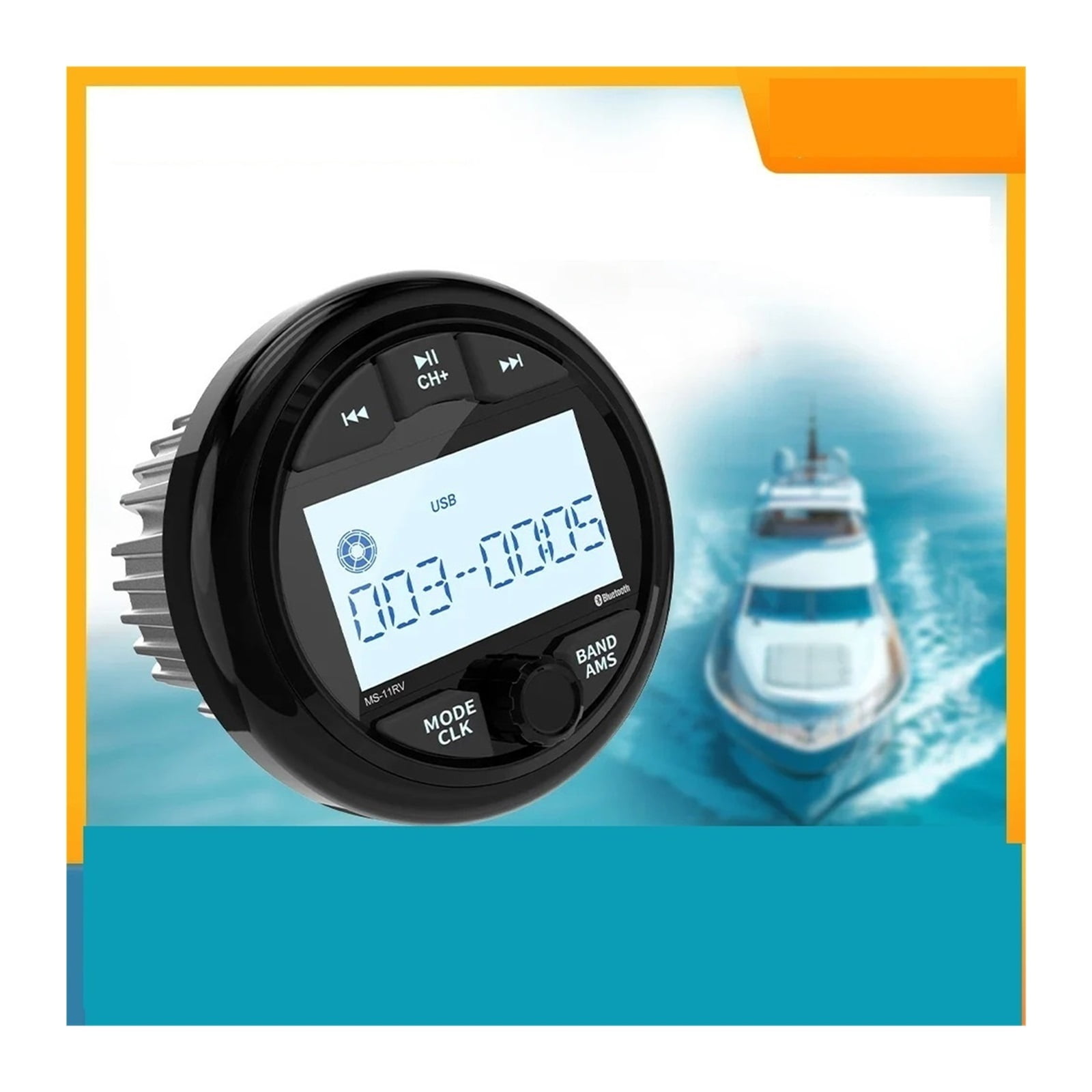 Marine Stereo Boat Radio IPX5 Waterproof Bluetooth Digital Media Player ...